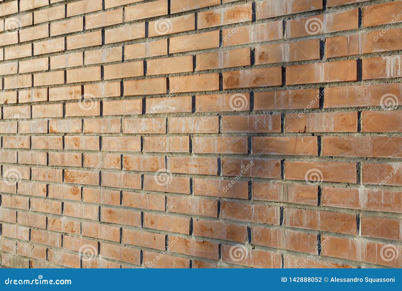 A Red Brick Wall Shown in Perspective Stock Photo - Image of exterior ...