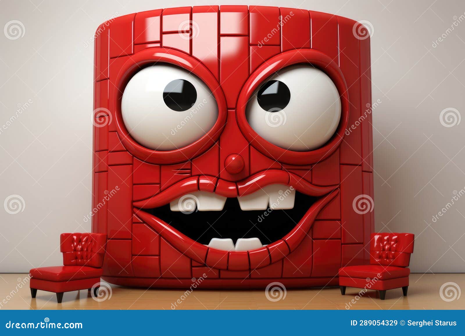 A Red Brick Wall with a Smiling Face, AI Stock Illustration ...
