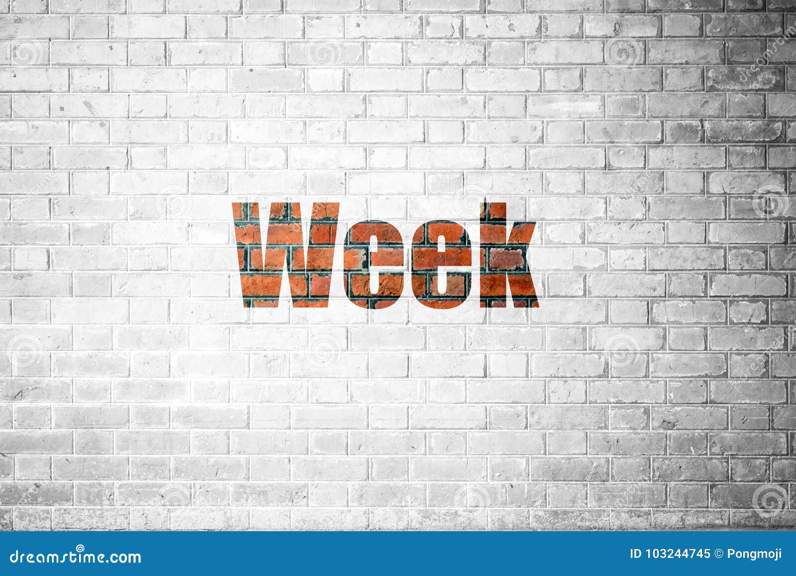 Red Brick Wall Texture with a Word Week Stock Image - Image of retro ...