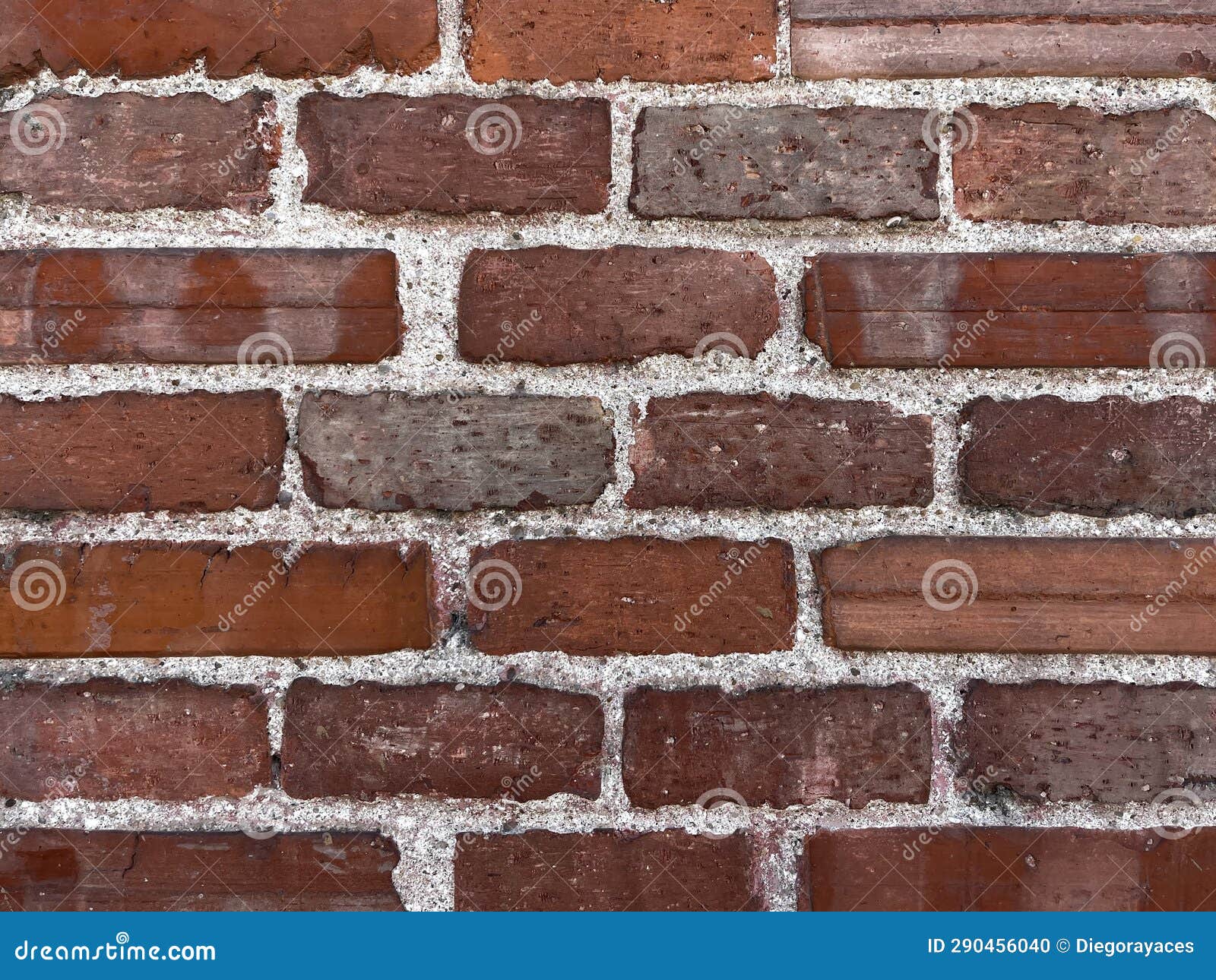 Red Brick Wall Texture Bonded by Concrete Stock Photo - Image of ...