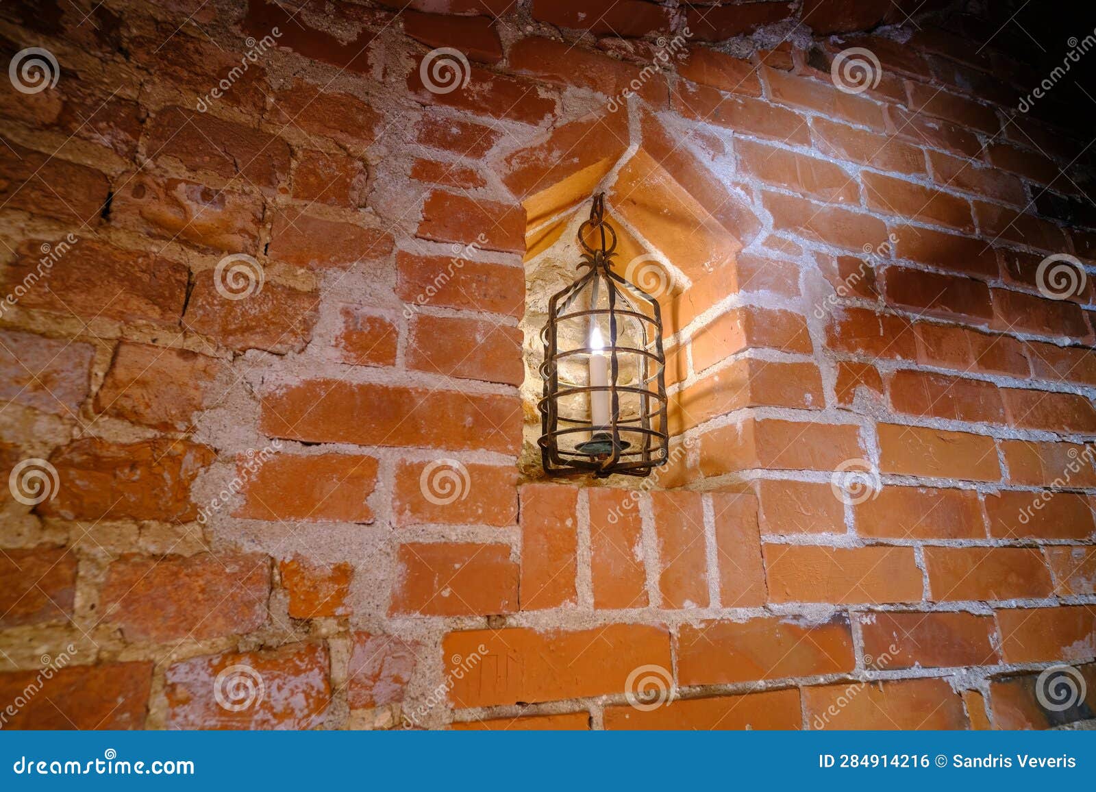 Red Brick Wall Texture with Candle Niche Background Editorial Photo ...