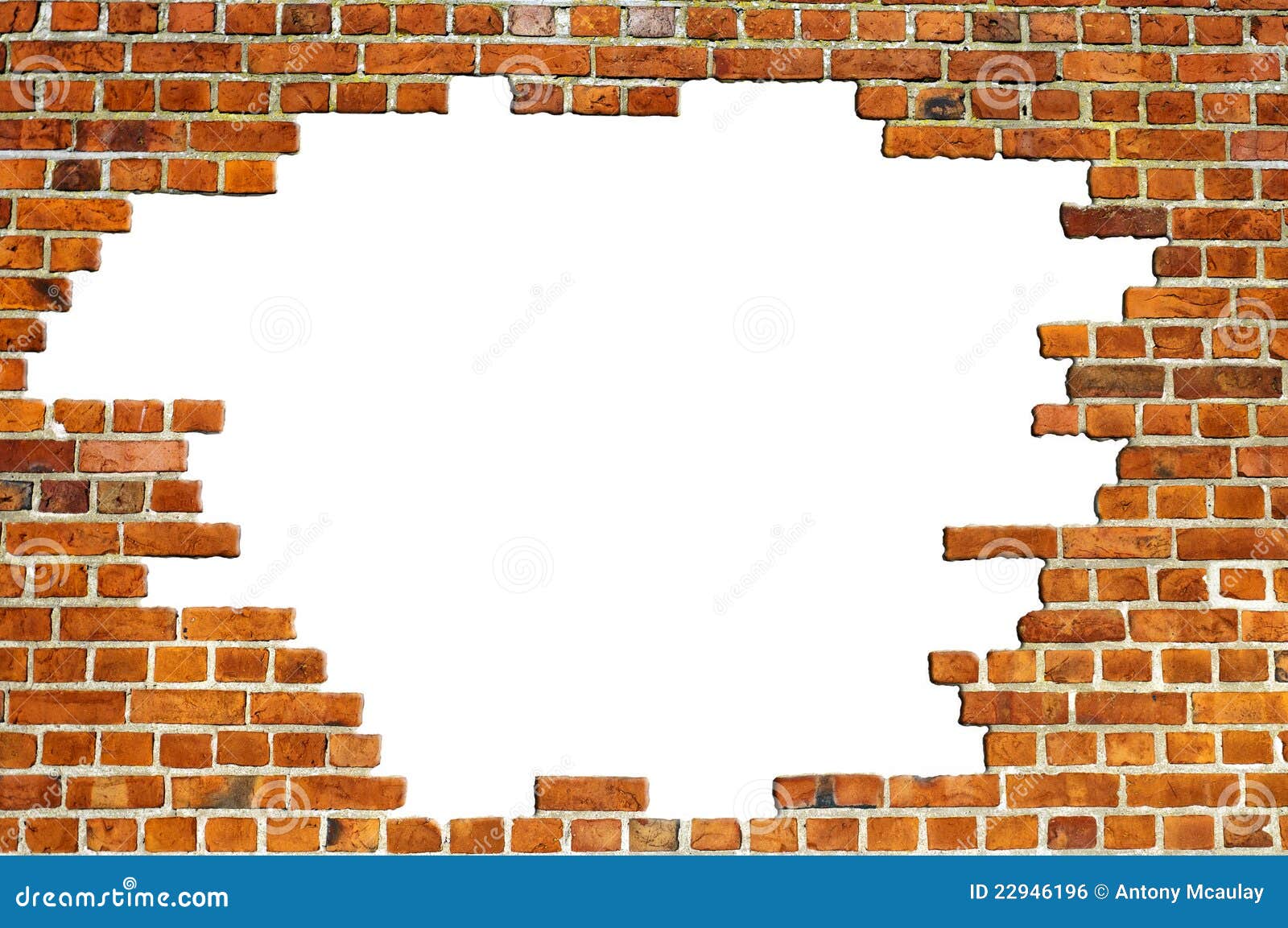 Red Brick Wall Texture with Hole Stock Photo - Image of built, orange ...