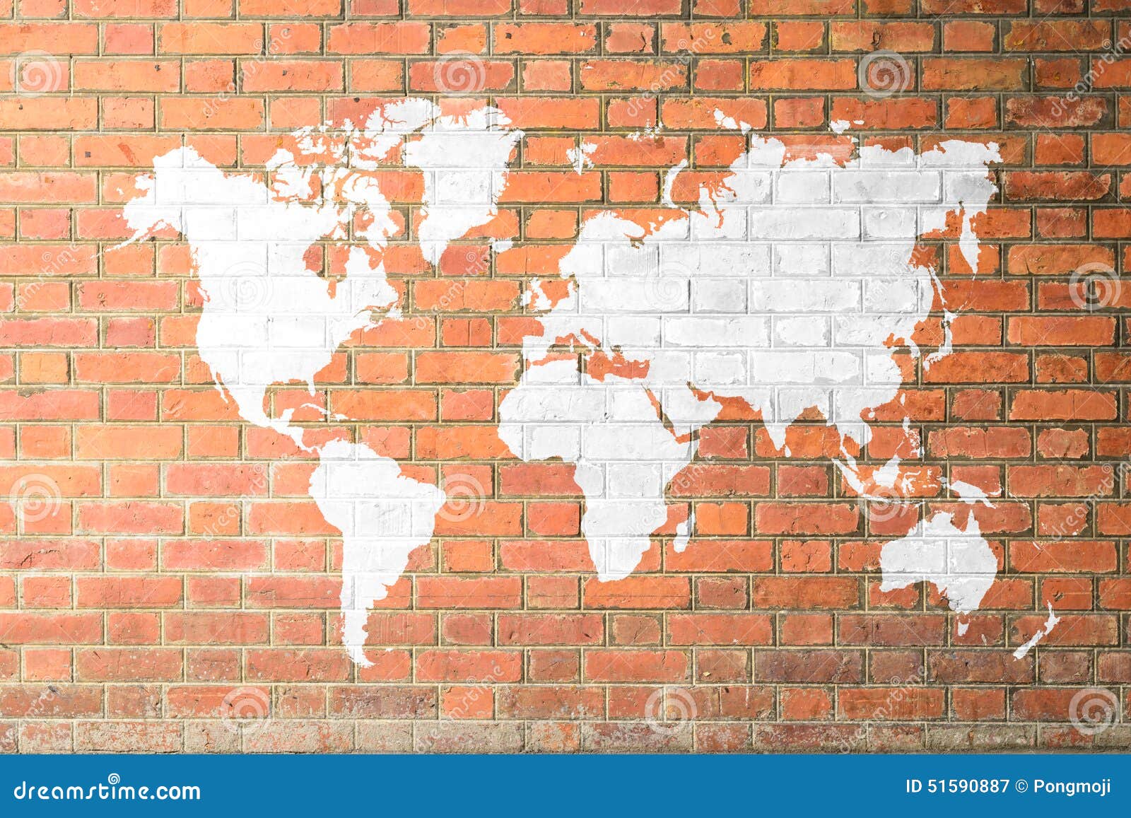Red Brick Wall Texture Soft Tone White Color with World Map Stock Image ...