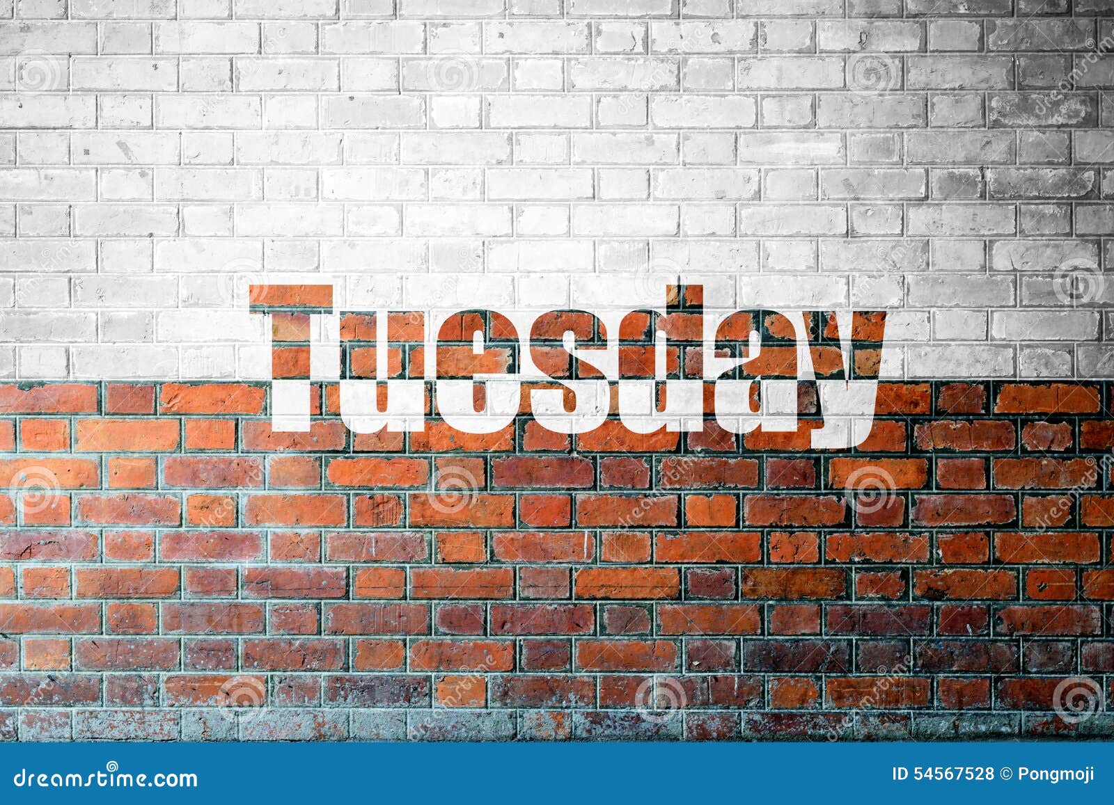 Red Brick Wall Texture with a Word Tuesday Stock Illustration ...