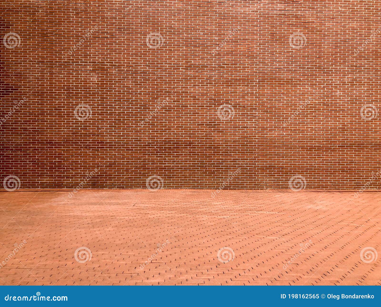 Red Brick Wall and Red Tiles on the Floor Stock Image - Image of board ...