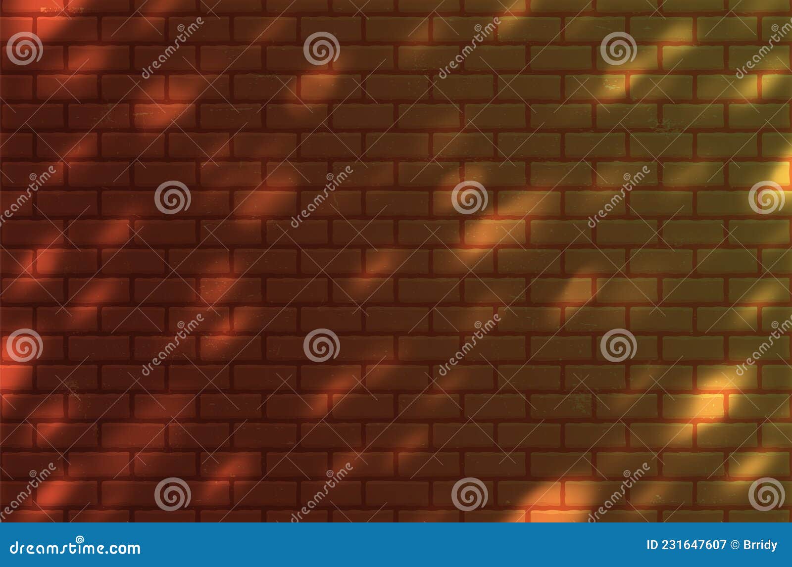 Red Brick Wall With Transparent Shadow Of Foliage Silhouette. Realistic ...