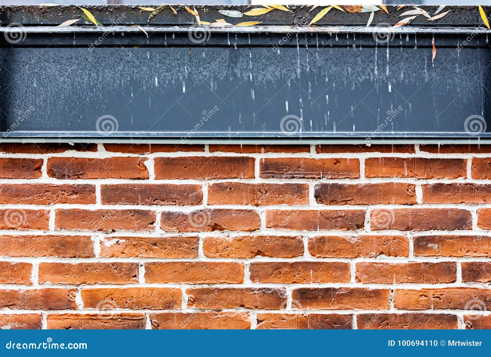 Red Brick Wall Under the Heavy Rain Stock Photo - Image of facade, home ...