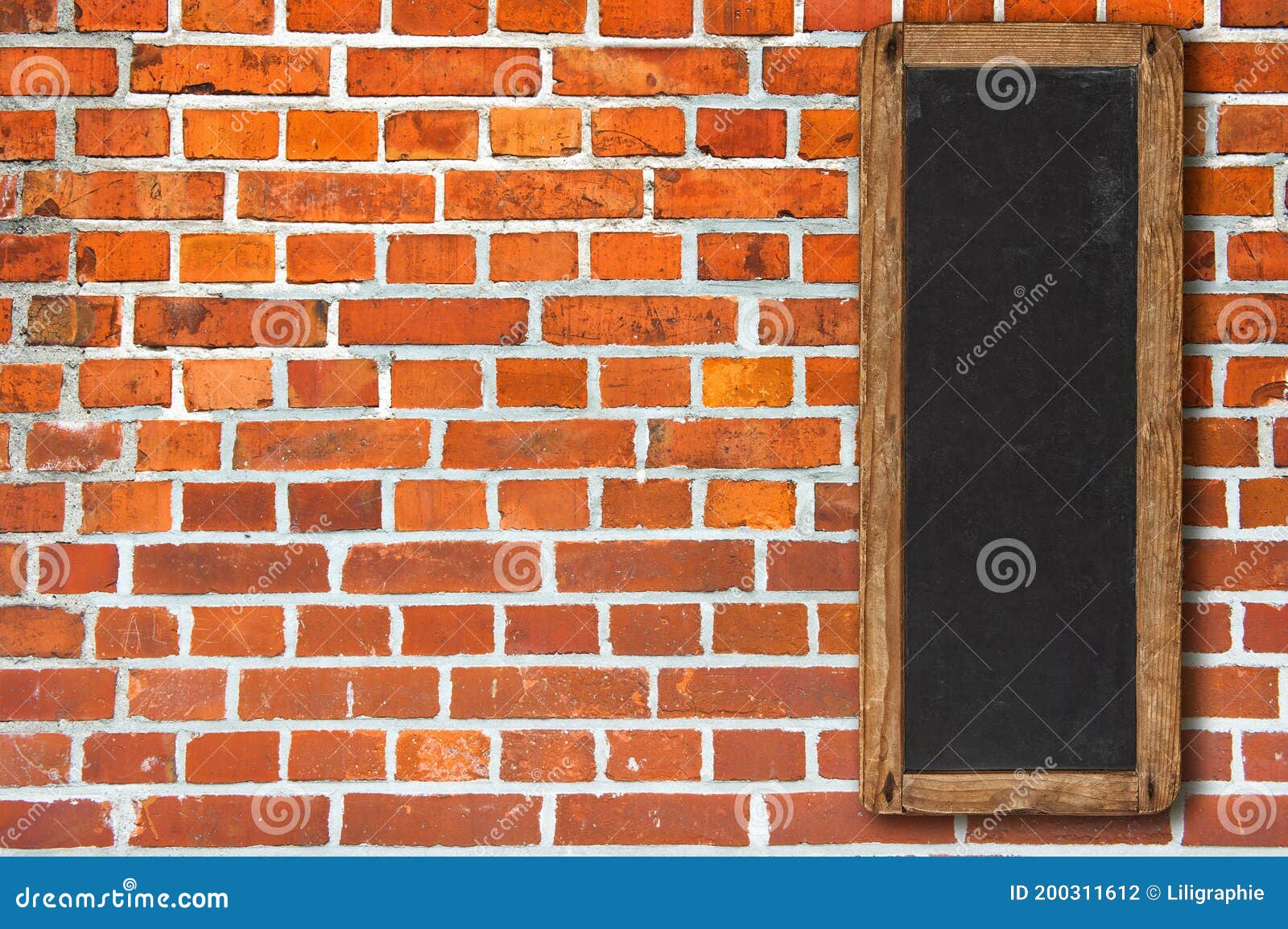Red Brick Wall Vintage Vertical Blackboard Sign Stock Photo - Image of ...