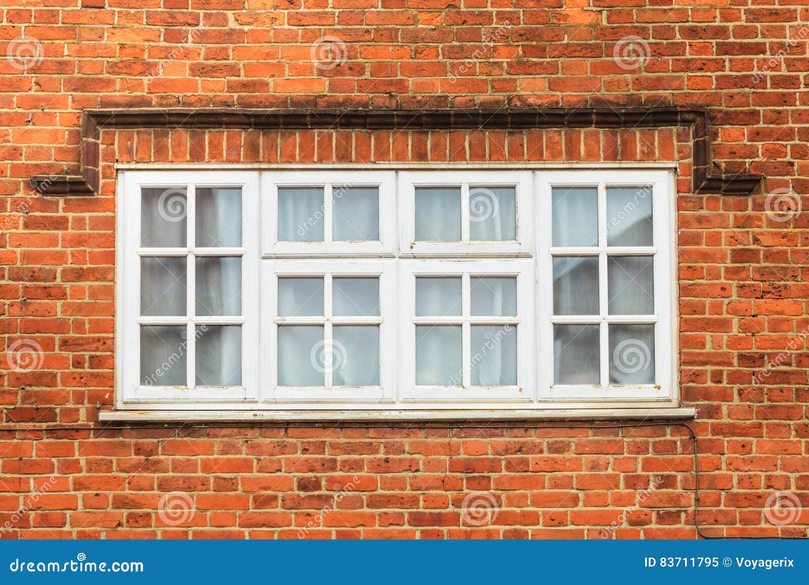 Red Brick Wall with White Window Stock Image - Image of detail, white ...