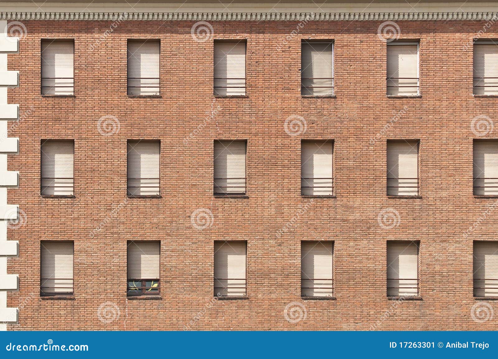 Red Brick Wall with White Windows Pattern. Stock Image - Image of ...