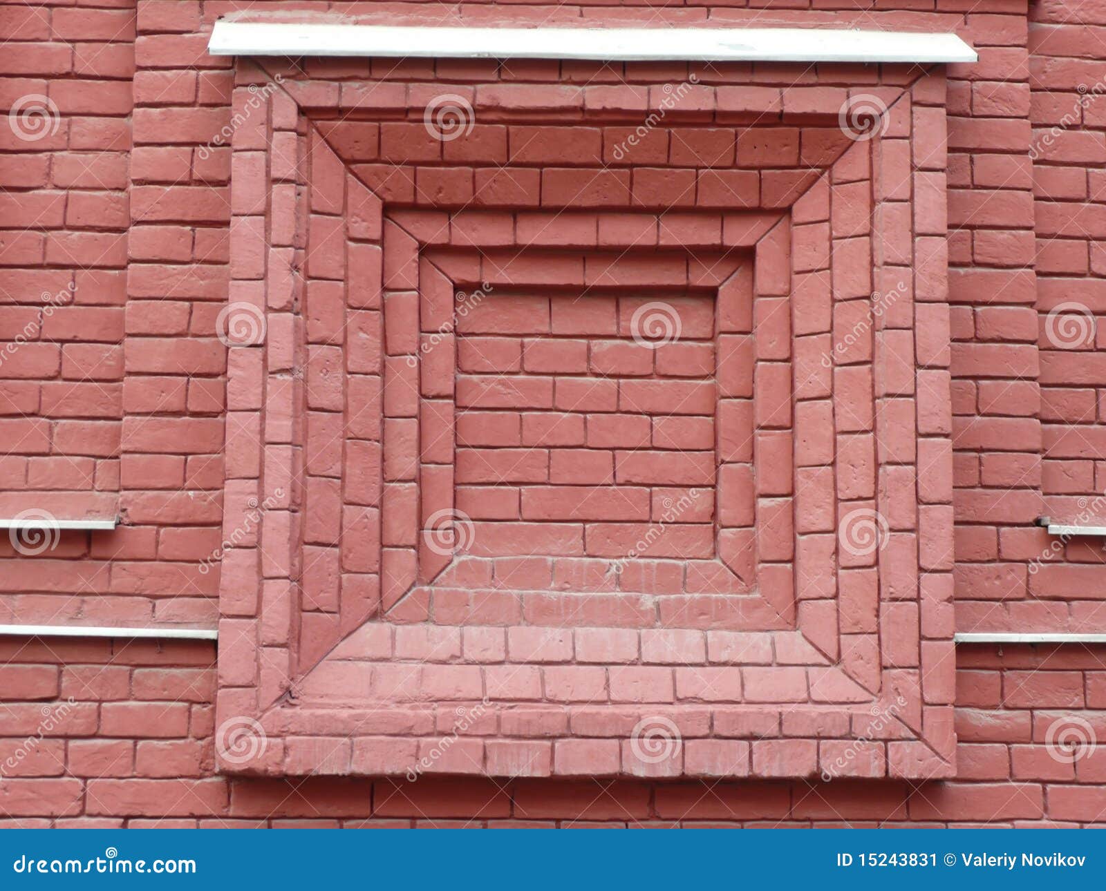 Red Brick Wall with Window Shape Stock Image - Image of colored ...
