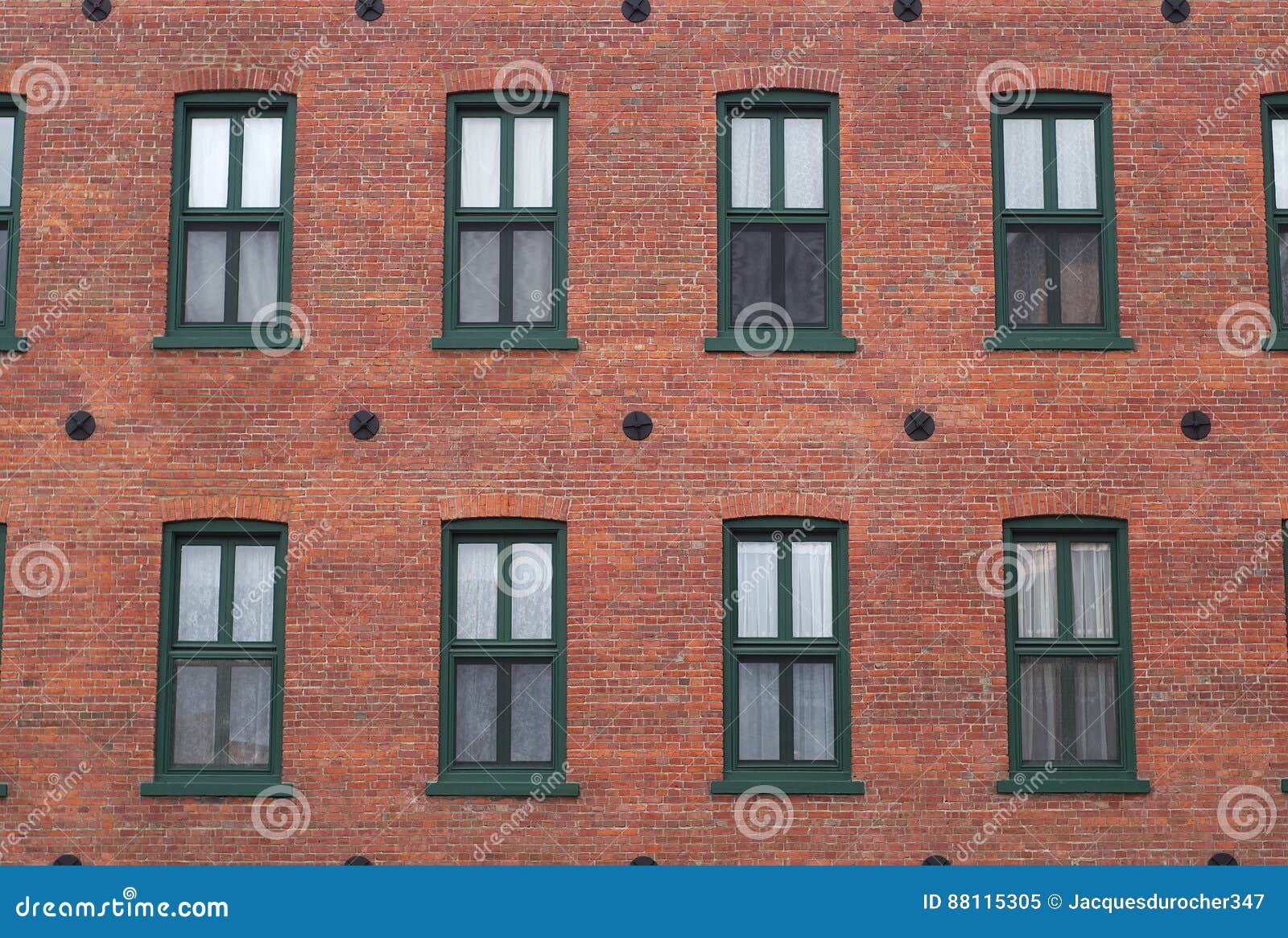 Red Brick Wall Windows Residential Building Facade Stock Image - Image ...