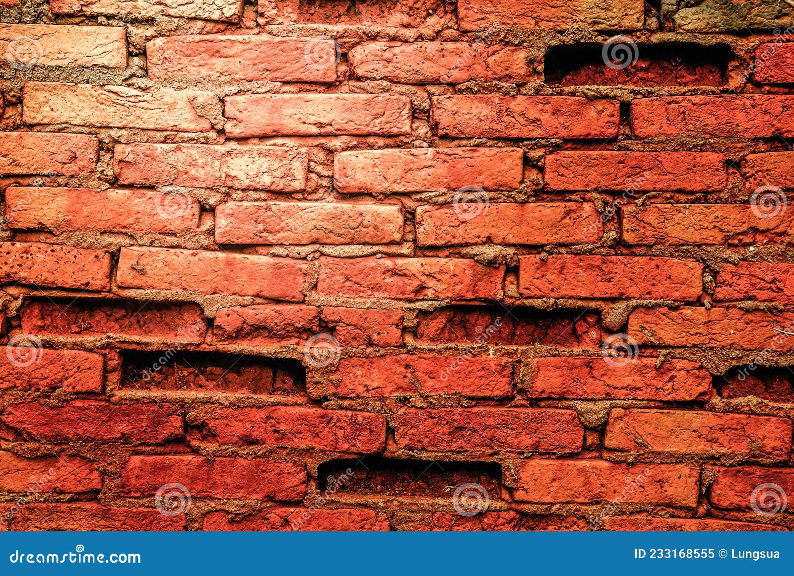 Damaged red brick wall stock image. Image of aged, ancient - 233168555