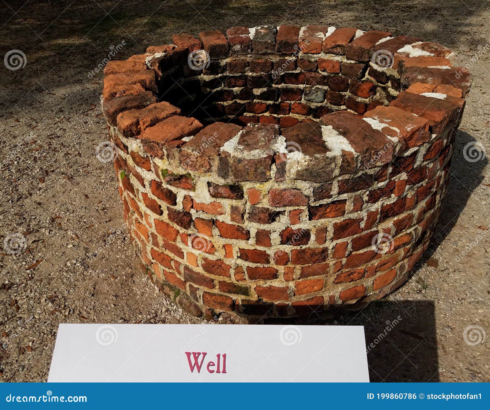 Red Brick Well with Sign or Label Stock Photo - Image of outdoor, sign ...
