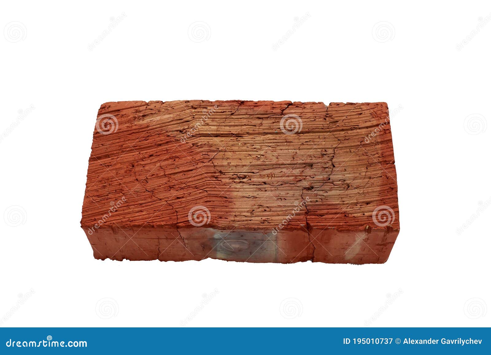 Red Brick on White Isolated Background, Side View Stock Image - Image ...