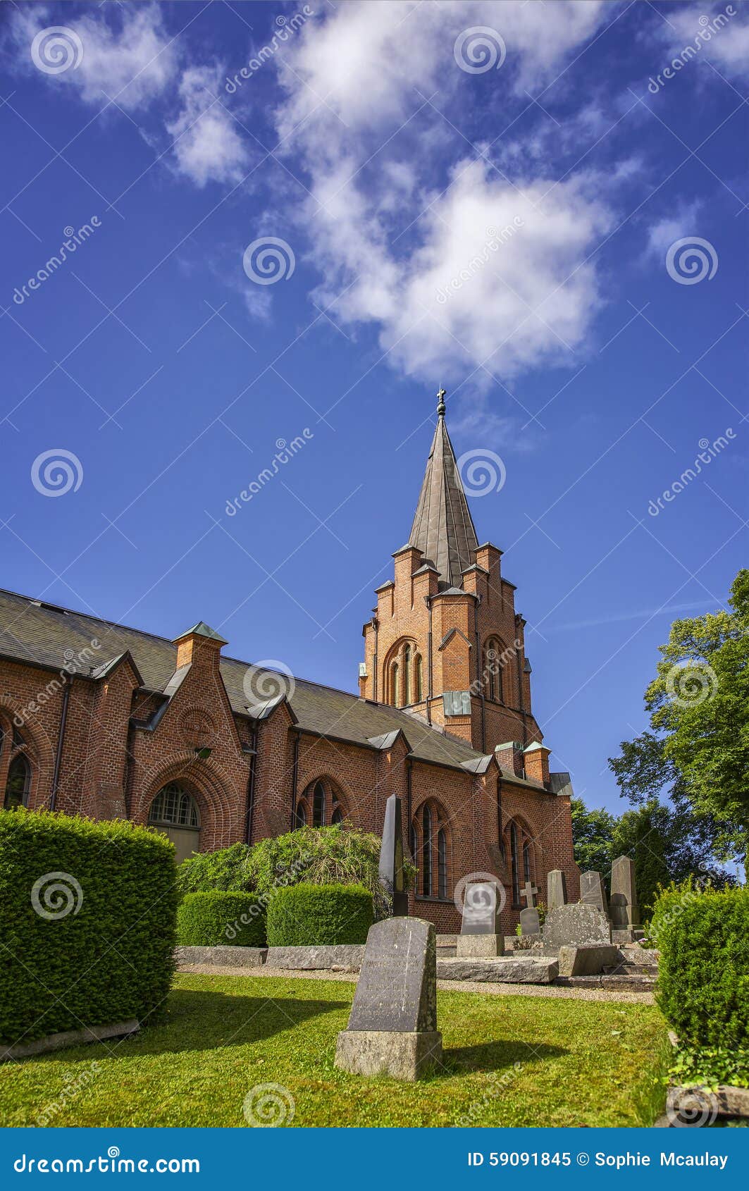 Red bricked church stock image. Image of osterlen, green - 59091845