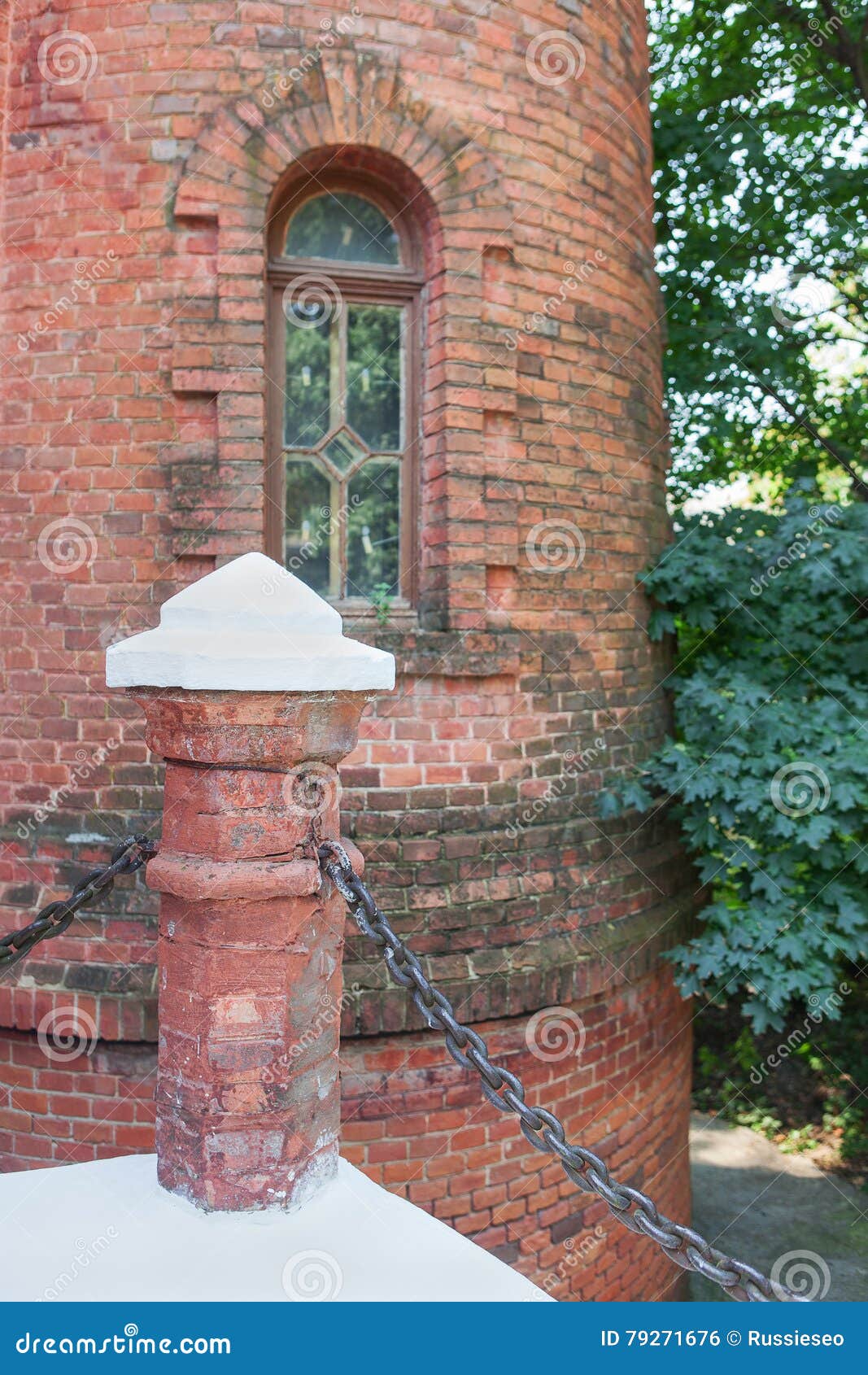 Red bricks column stock photo. Image of bulwark, chains - 79271676