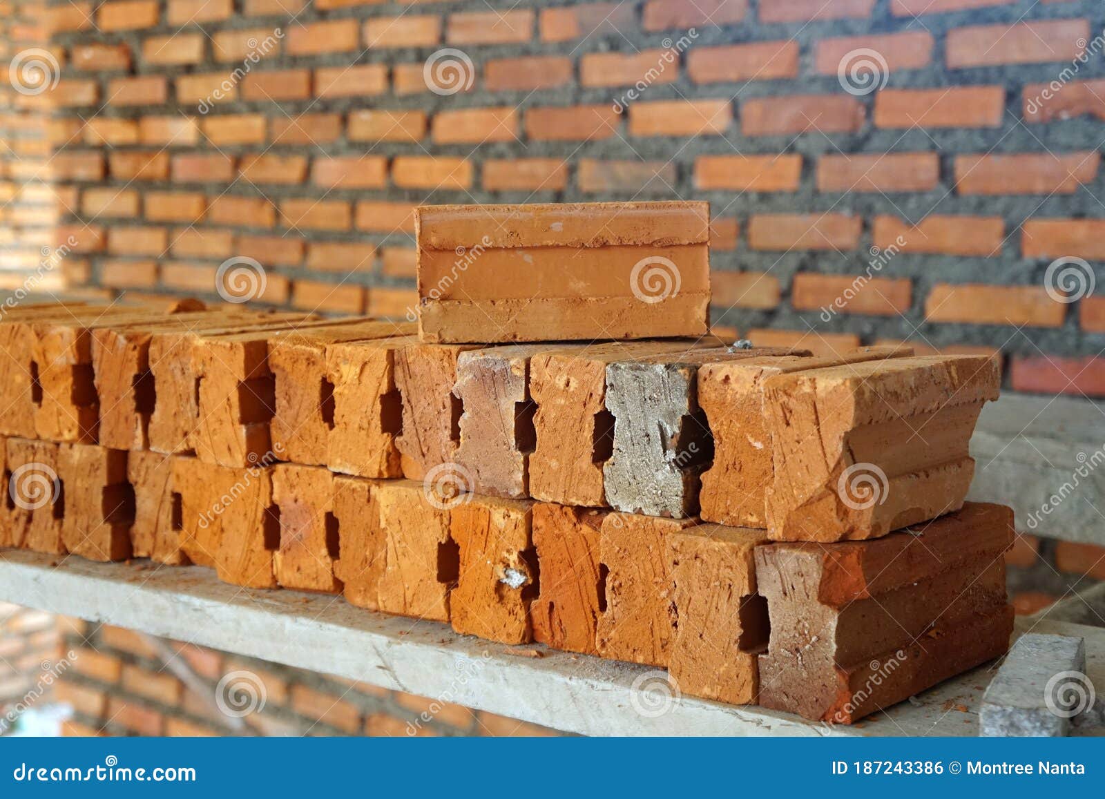 Red Bricks on Construction Site. Stock Photo - Image of main, orange ...