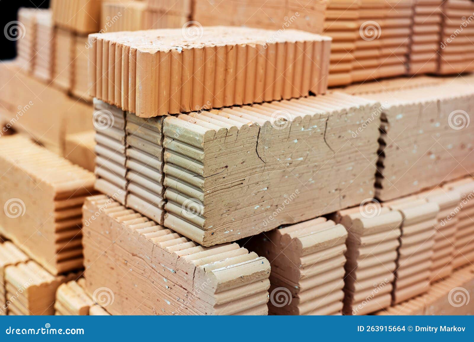 Red Bricks with a Defect, Stacked in a Pile. Trade in Building ...