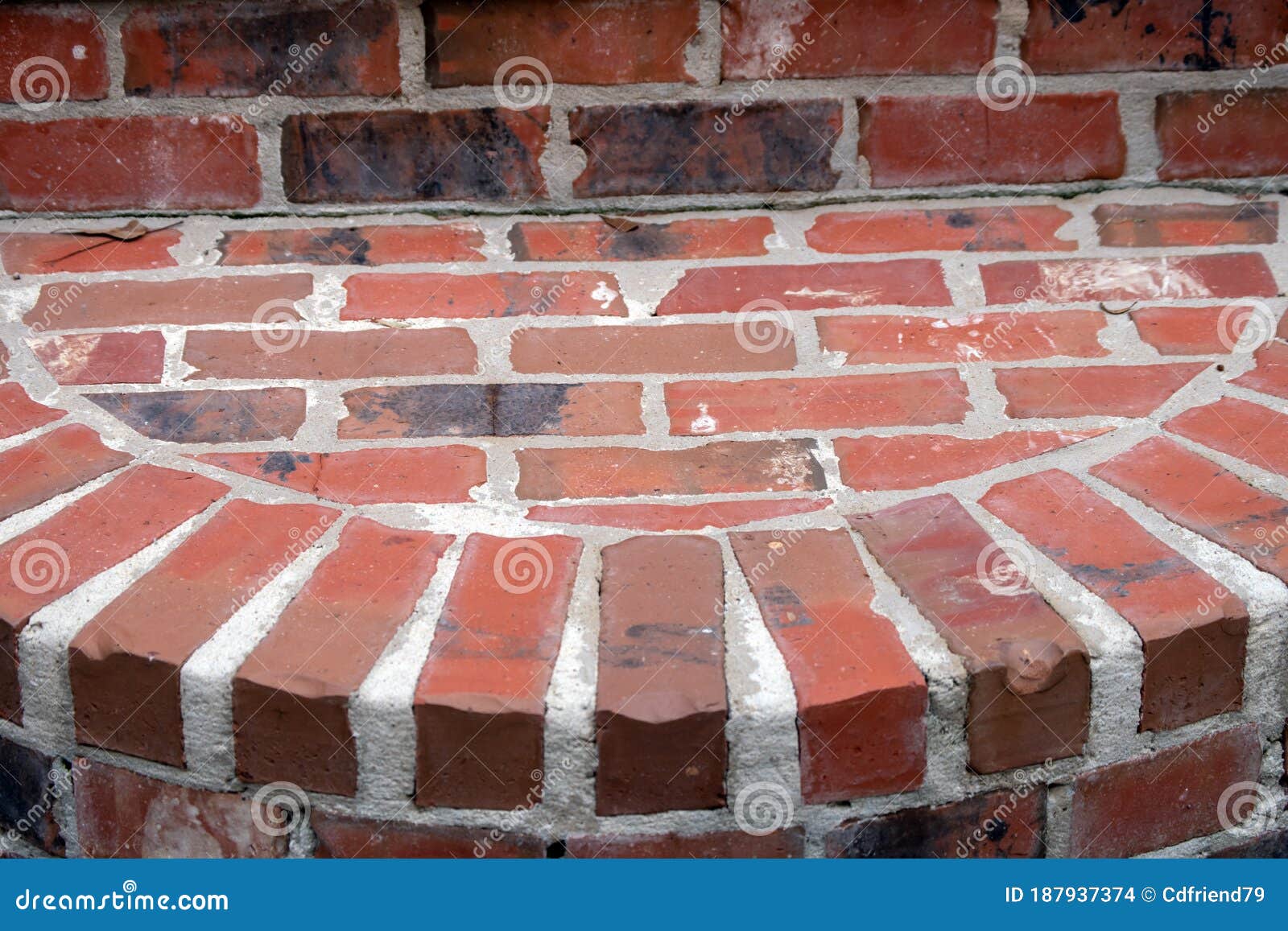 Red Bricks Designed into an Eye Catching Step. Stock Photo - Image of ...