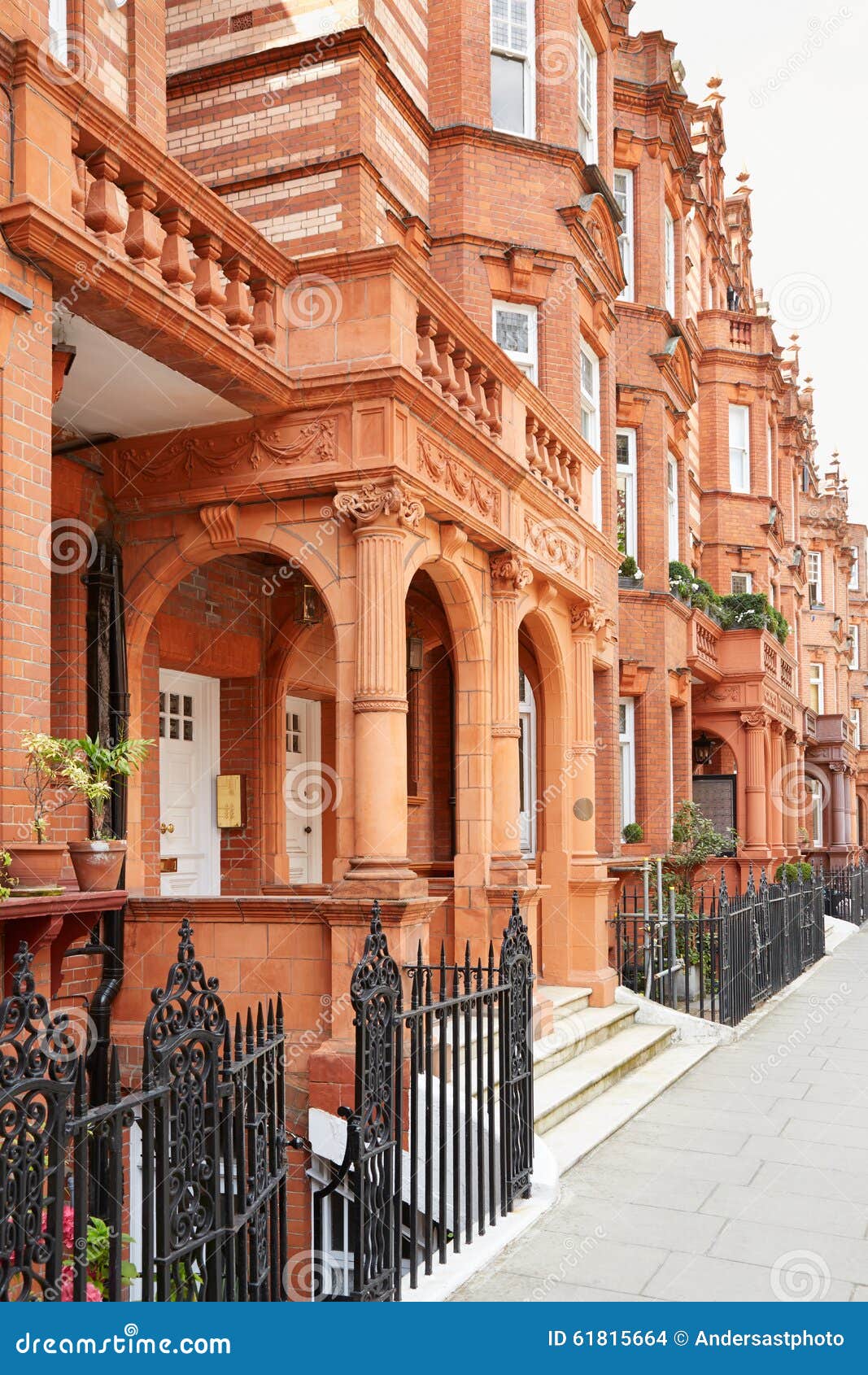 Red Bricks Houses in London Stock Photo - Image of residential, column ...