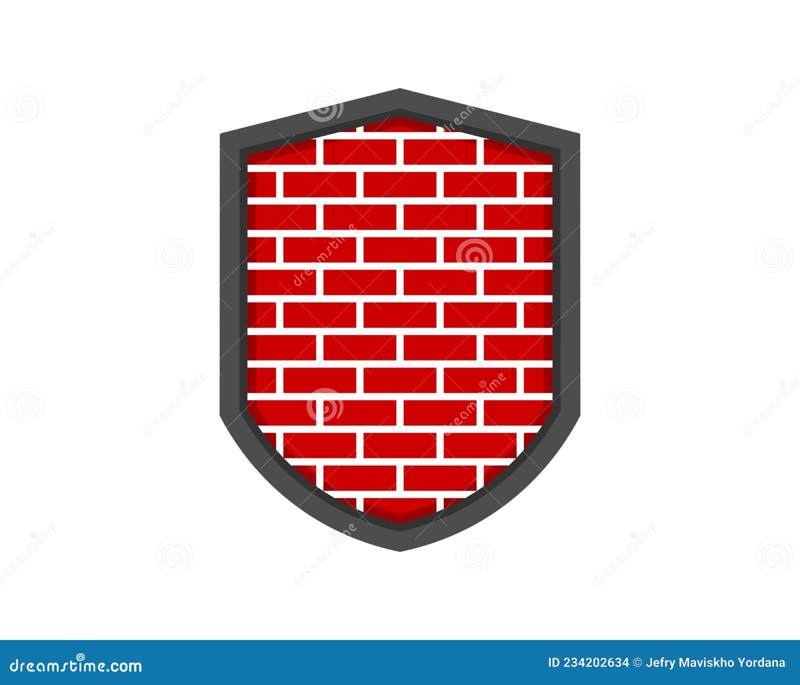 Red Bricks Inside the Shield Protection Logo Stock Illustration ...