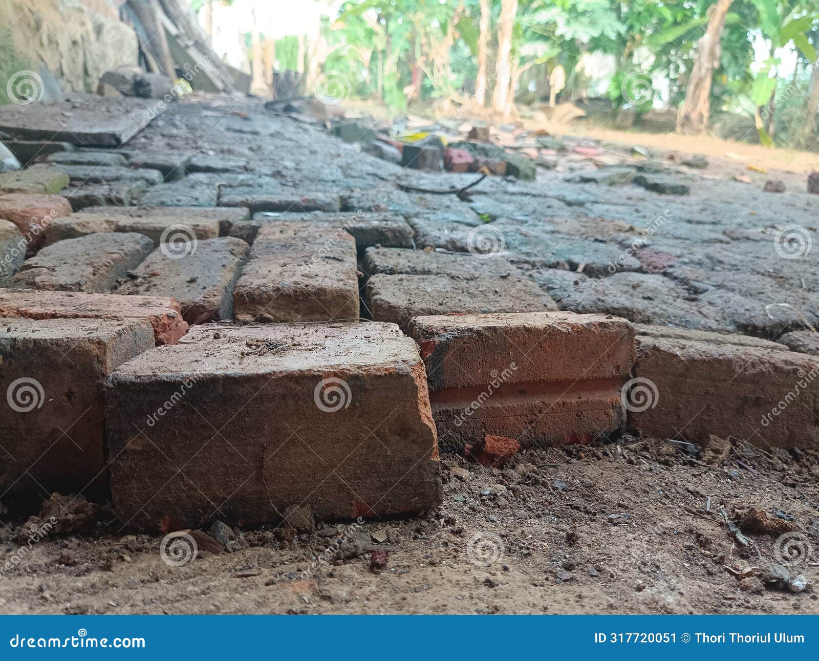 Red Bricks Lined the Ground Lying Outside the House Stock Image - Image ...