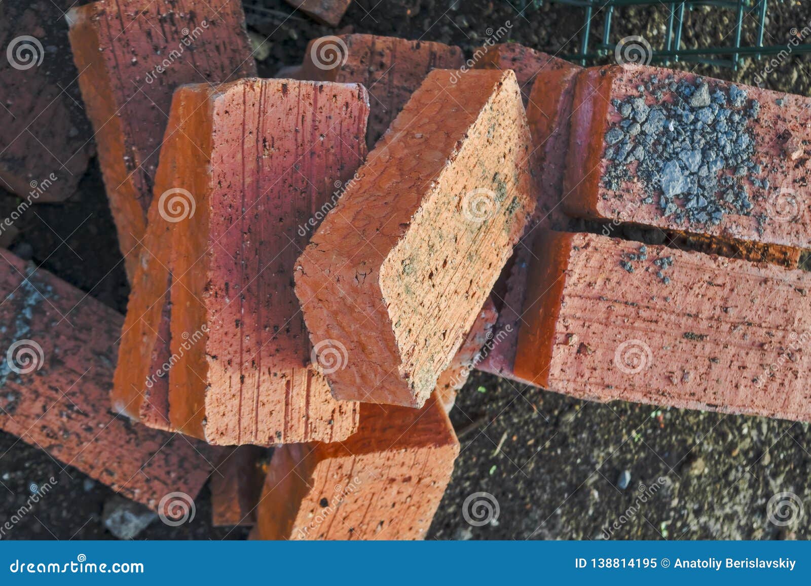 Piles of Red Construction Bricks Scattered on the Ground Stock Image ...