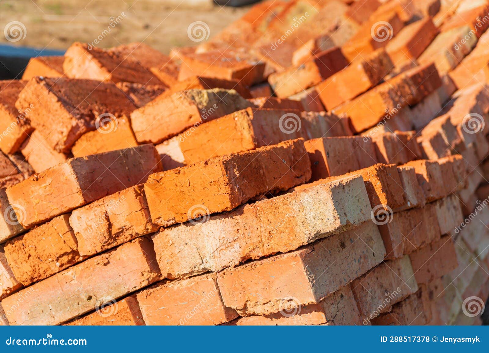 The Red Bricks is Stacked on the Construction Site. the Red Bricks is ...