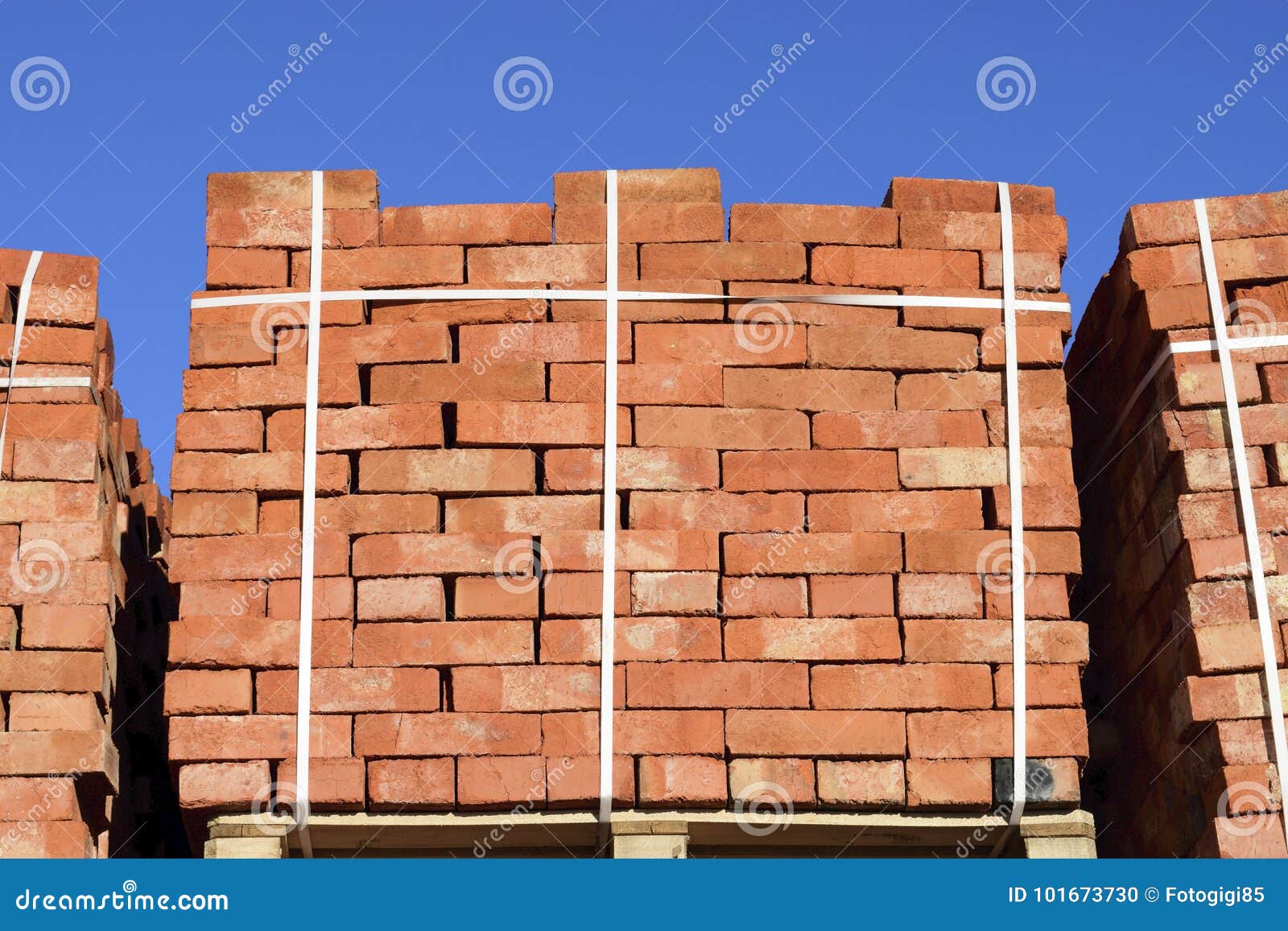 Red Bricks Stacked into Cubes. Warehouse Bricks Stock Photo - Image of ...