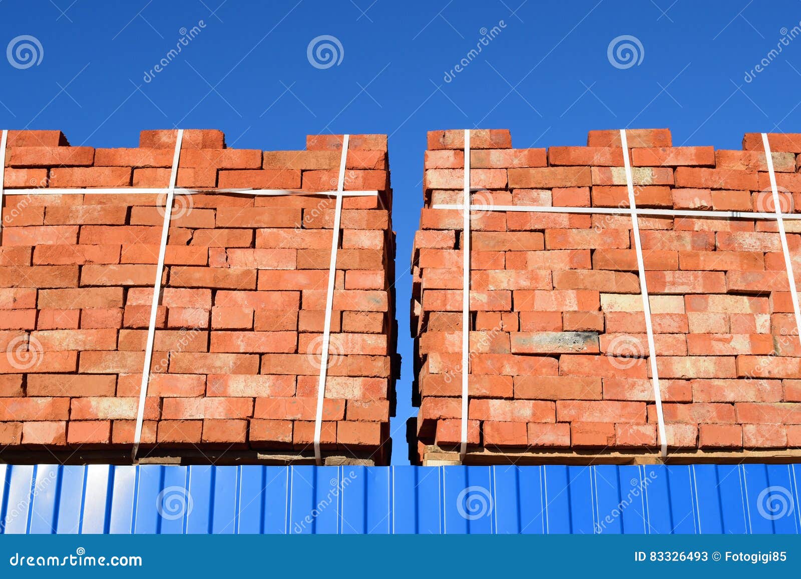 Red Bricks Stacked into Cubes. Warehouse Bricks Stock Image - Image of ...