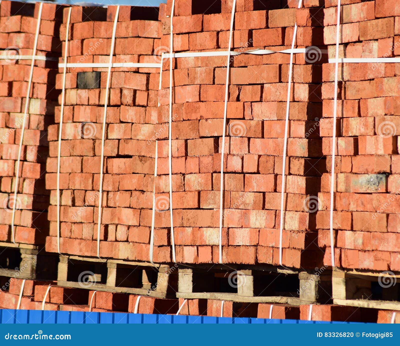 Red Bricks Stacked into Cubes. Warehouse Bricks Stock Photo - Image of ...