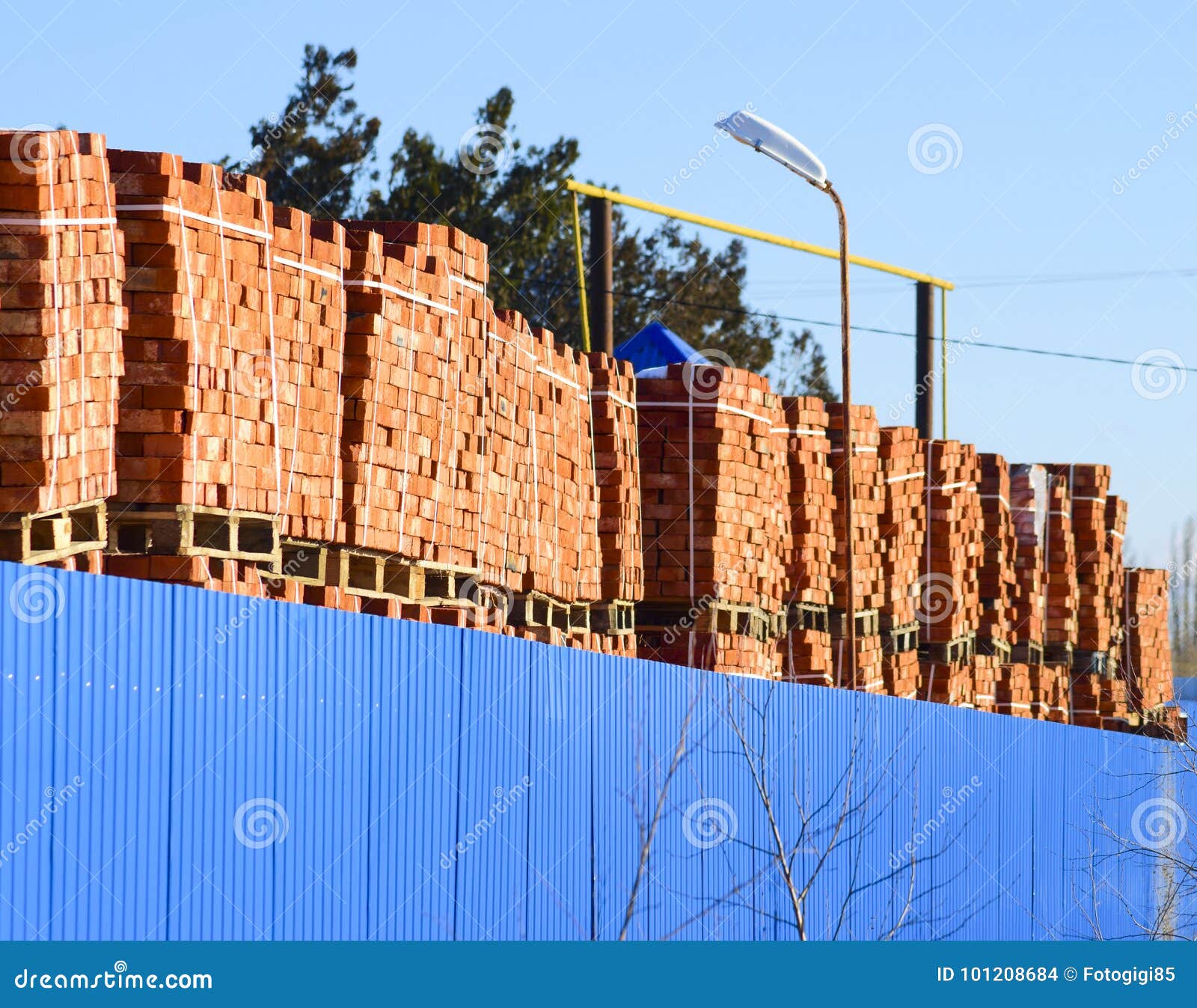 Red Bricks Stacked into Cubes. Warehouse Bricks Stock Photo - Image of ...