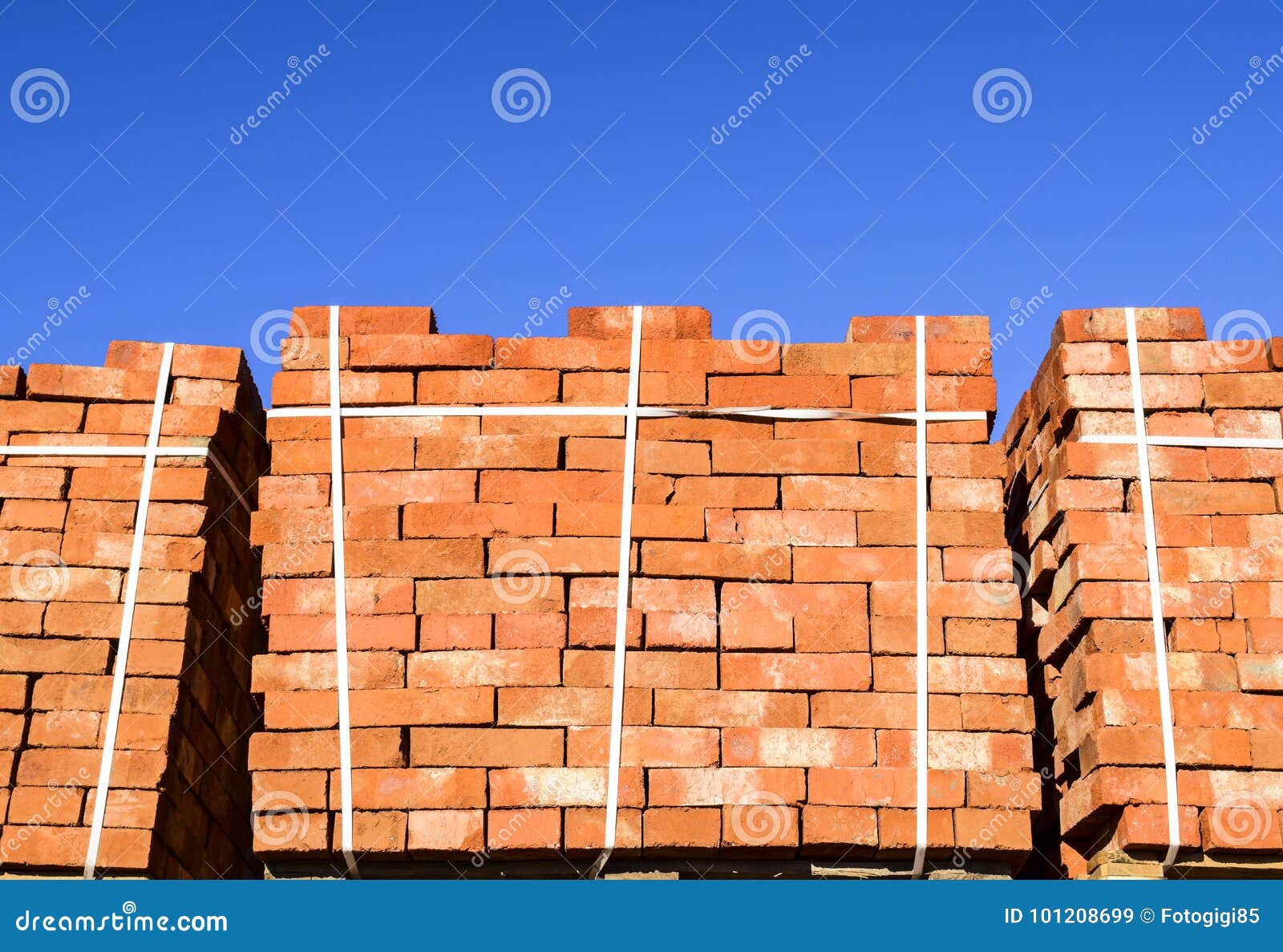 Red Bricks Stacked into Cubes. Warehouse Bricks Stock Image - Image of ...