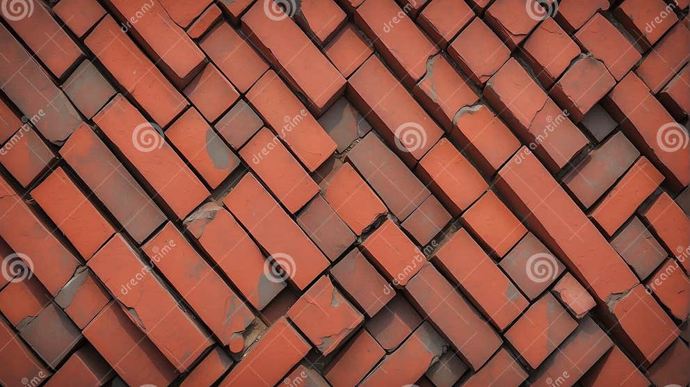 Red Bricks Theme Vintage Striped Diagonal Lines and Blocks Pattern ...