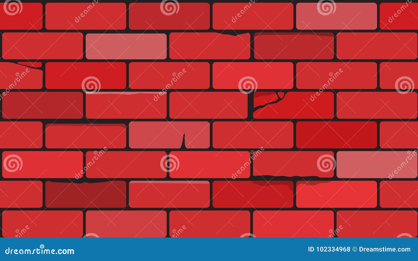 Red Bricks Wall. Cartoon Style. Stock Illustration - Illustration of ...