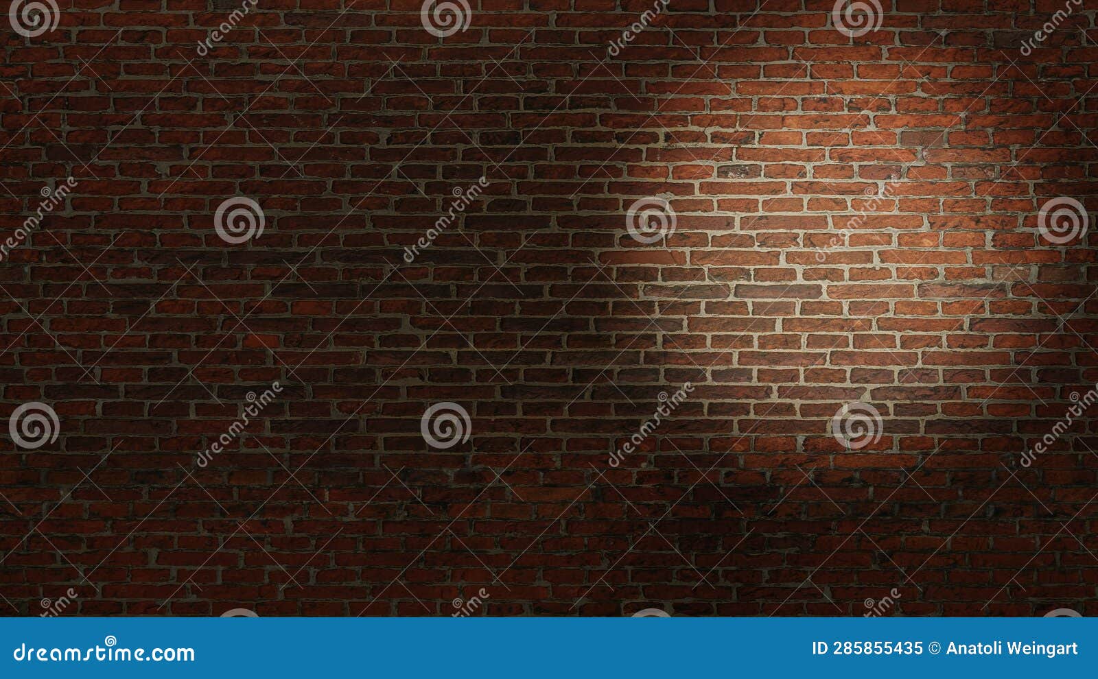 Red Bricks Wall. Flashlight Spot. Realistic 3D Rendering. Illustration ...