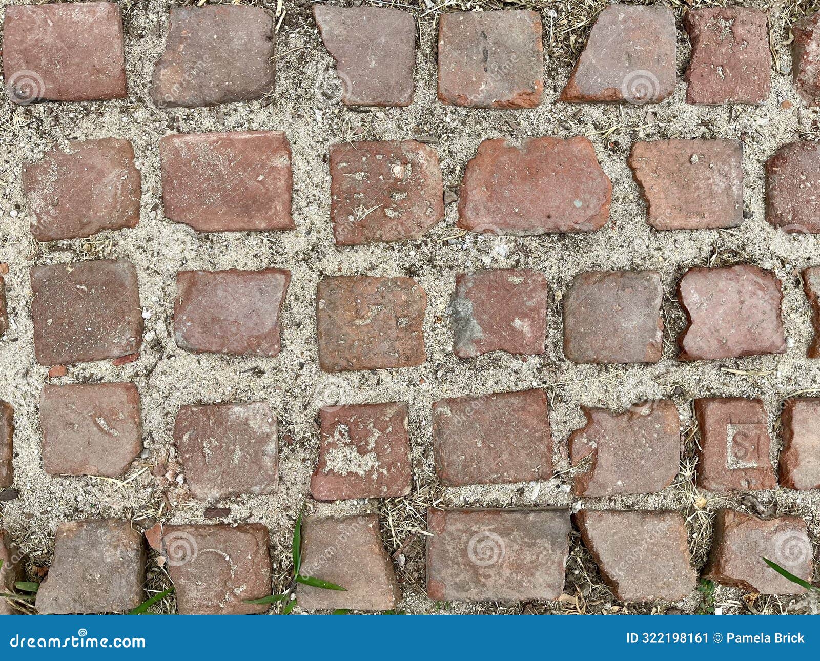 Red Brickwork Pattern in Sand Background or Backdrop. Stock Image ...