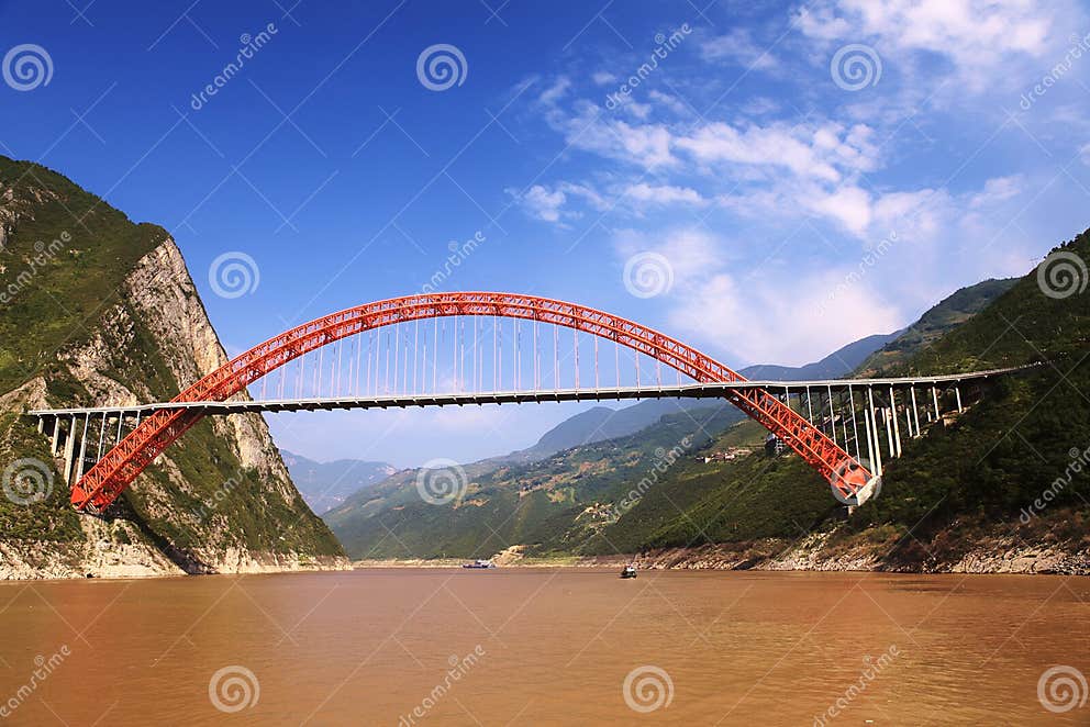 Red Bridge stock photo. Image of three, yangtze, white - 10747336