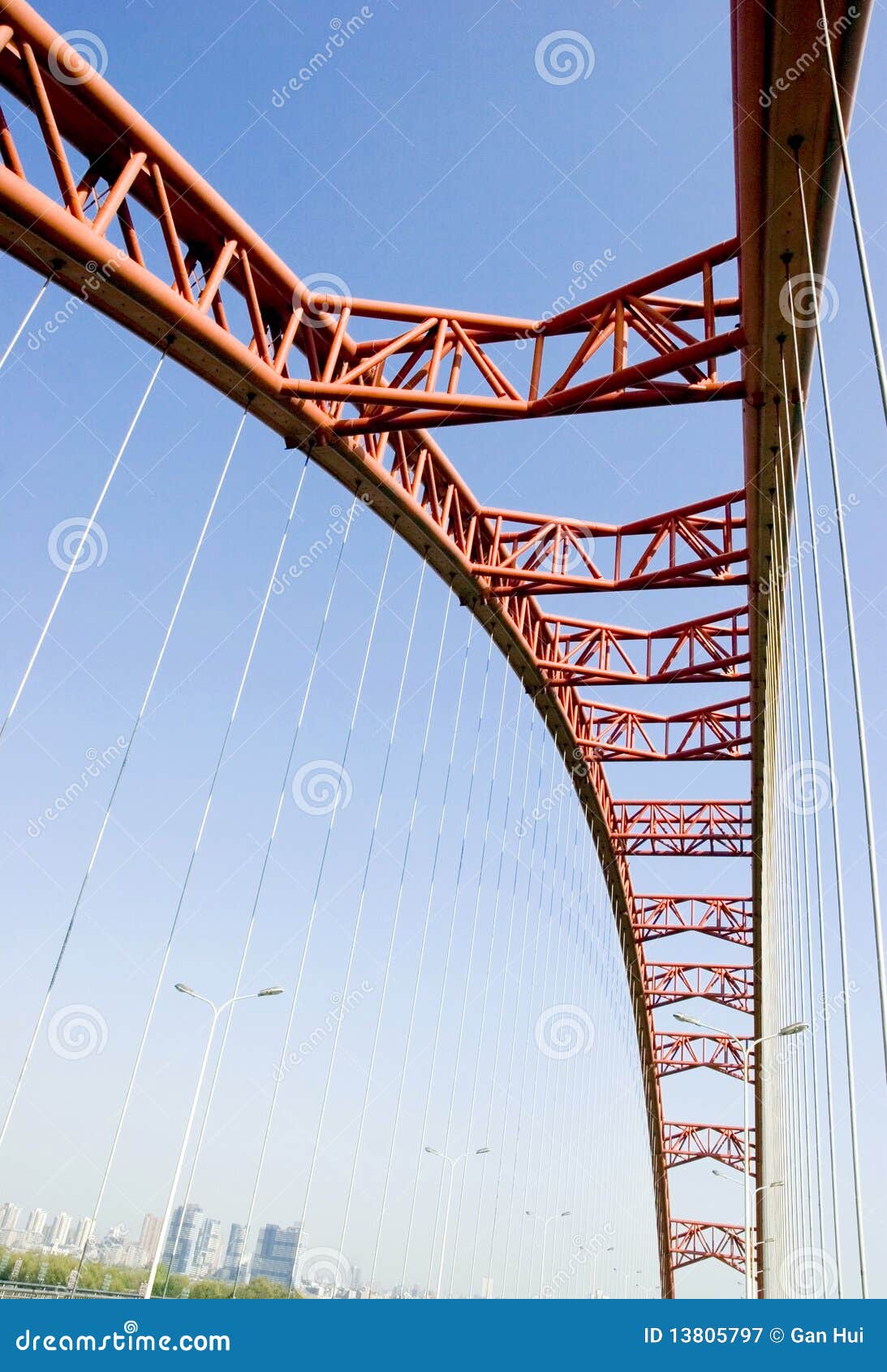 Red bridge arch stock image. Image of arch, edifice, hankou - 13805797