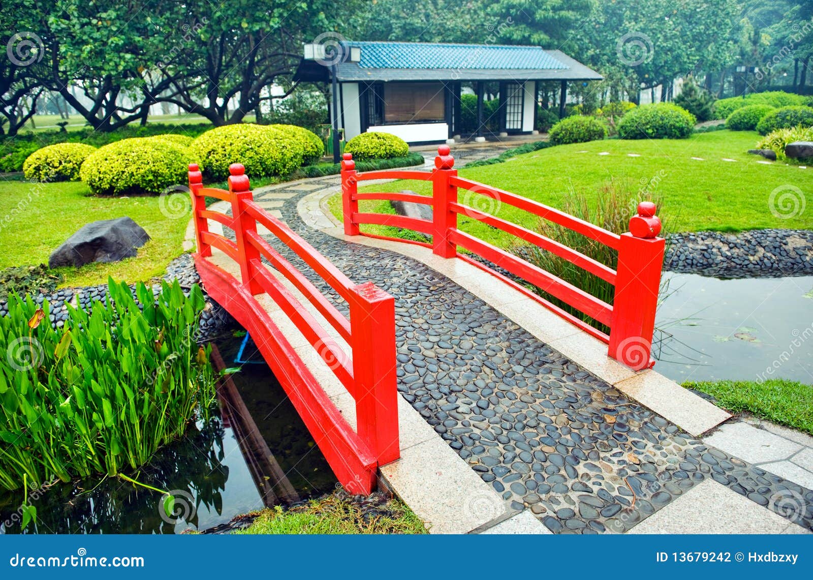 Red bridge in garden stock photo. Image of china, peaceful - 13679242
