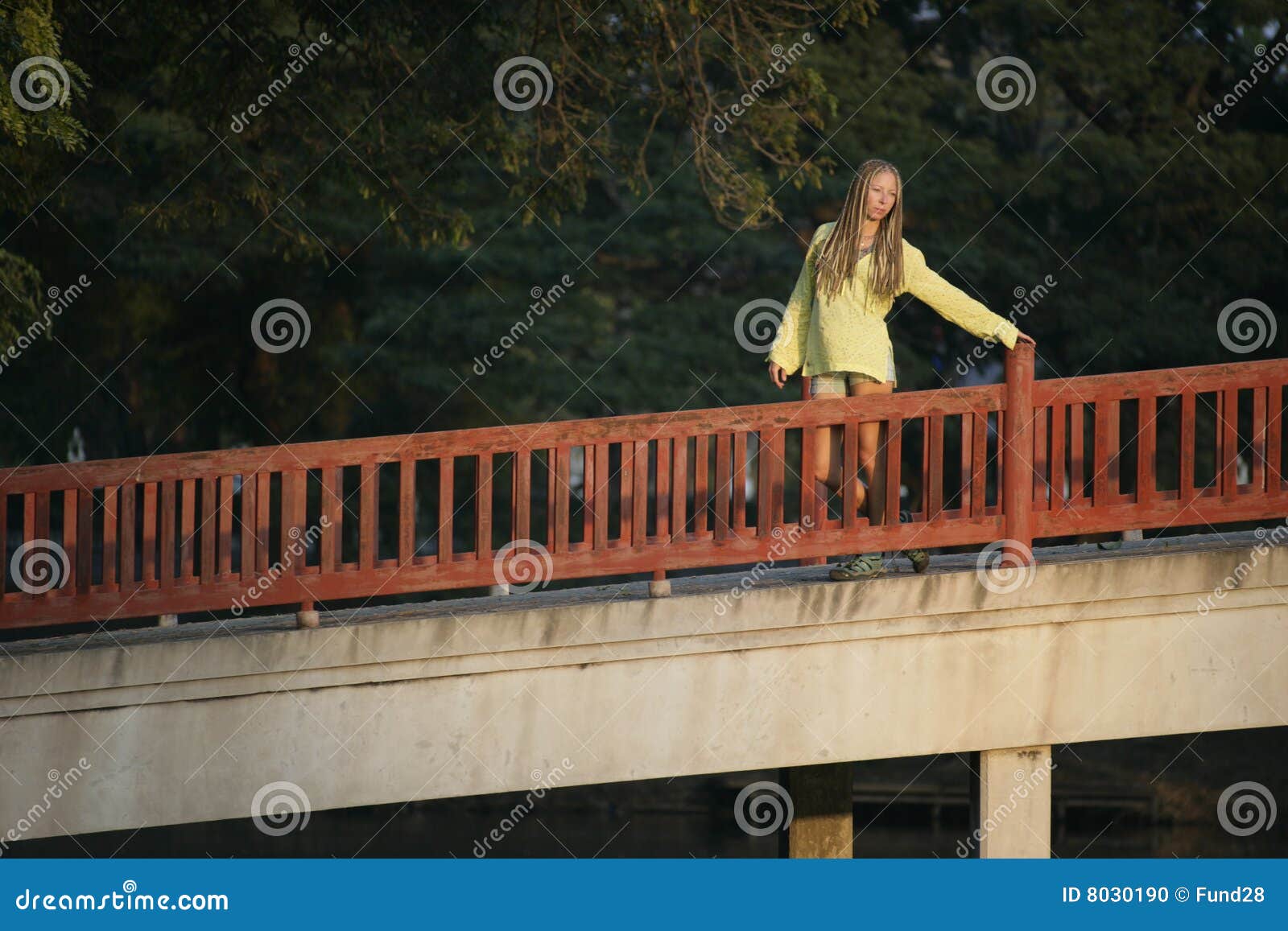 Red bridge and a girl stock photo. Image of ayuttaya, architecture ...