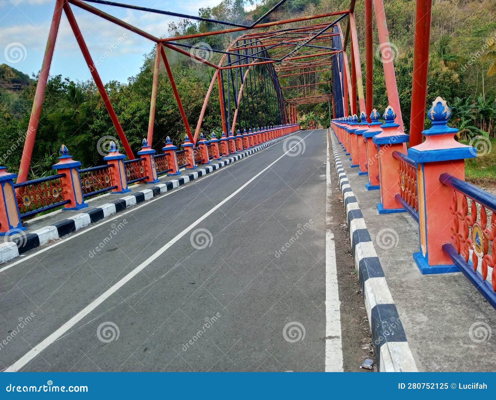 Red Bridge in Hot Weather on Sunday Stock Image - Image of weather ...