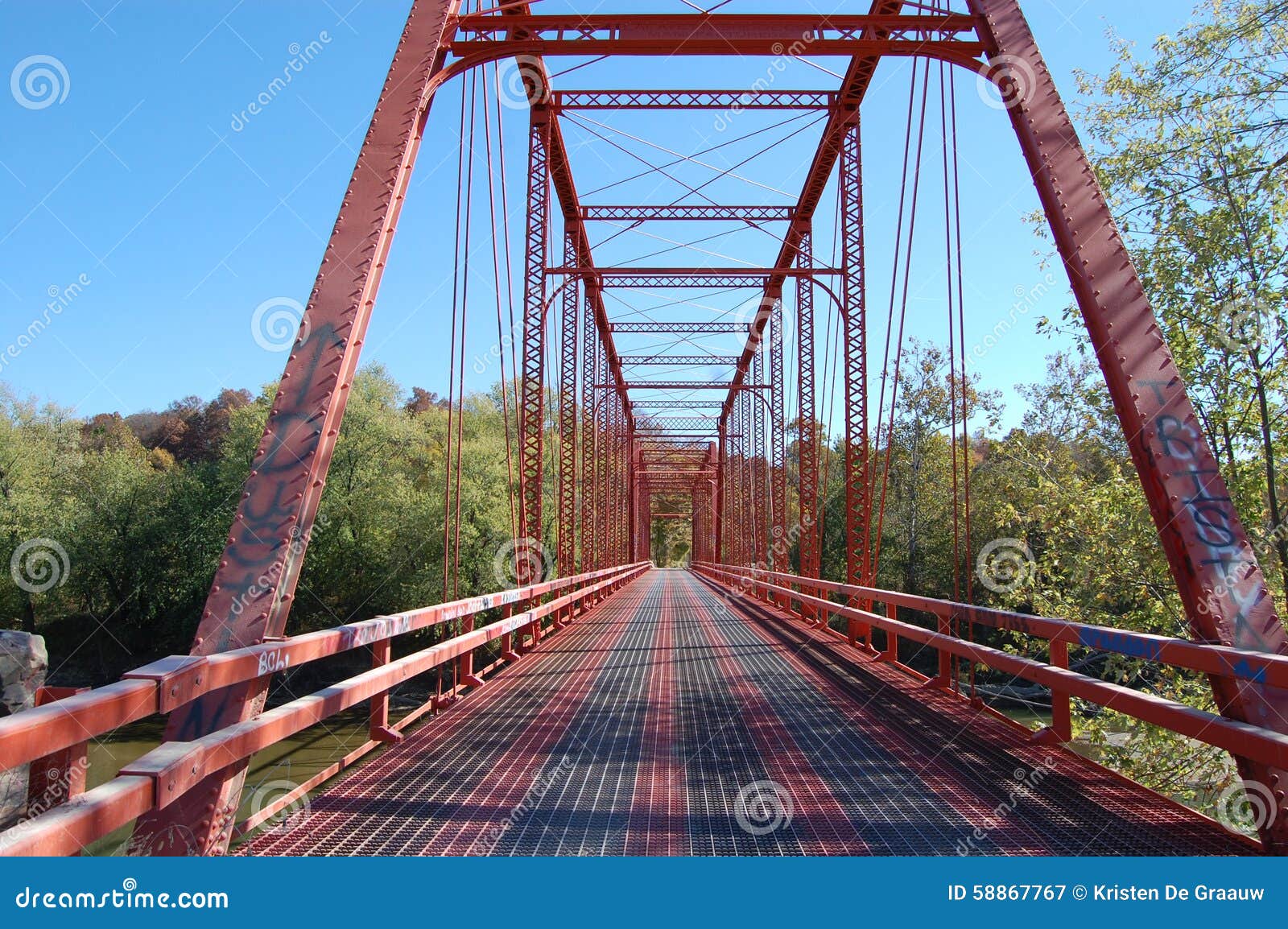Red Bridge in Indiana stock image. Image of crossing - 58867767