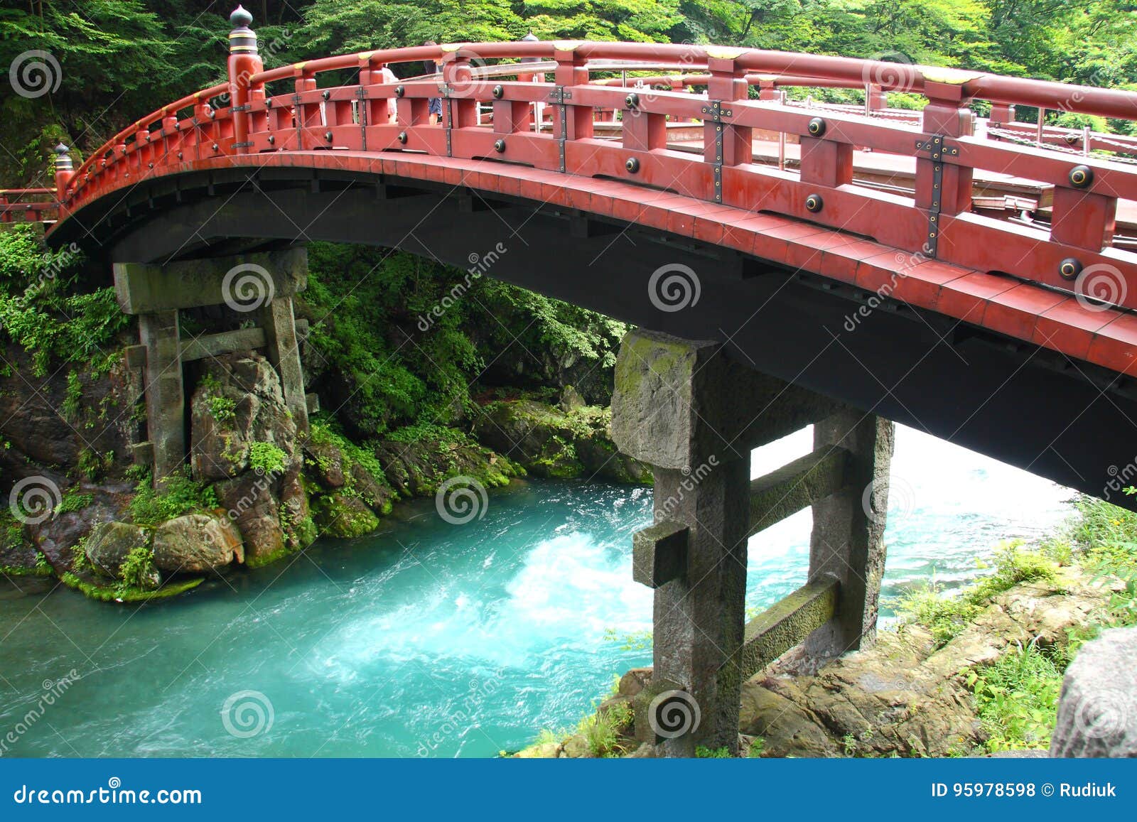 Red bridge in Japan stock photo. Image of asian, bridge - 95978598