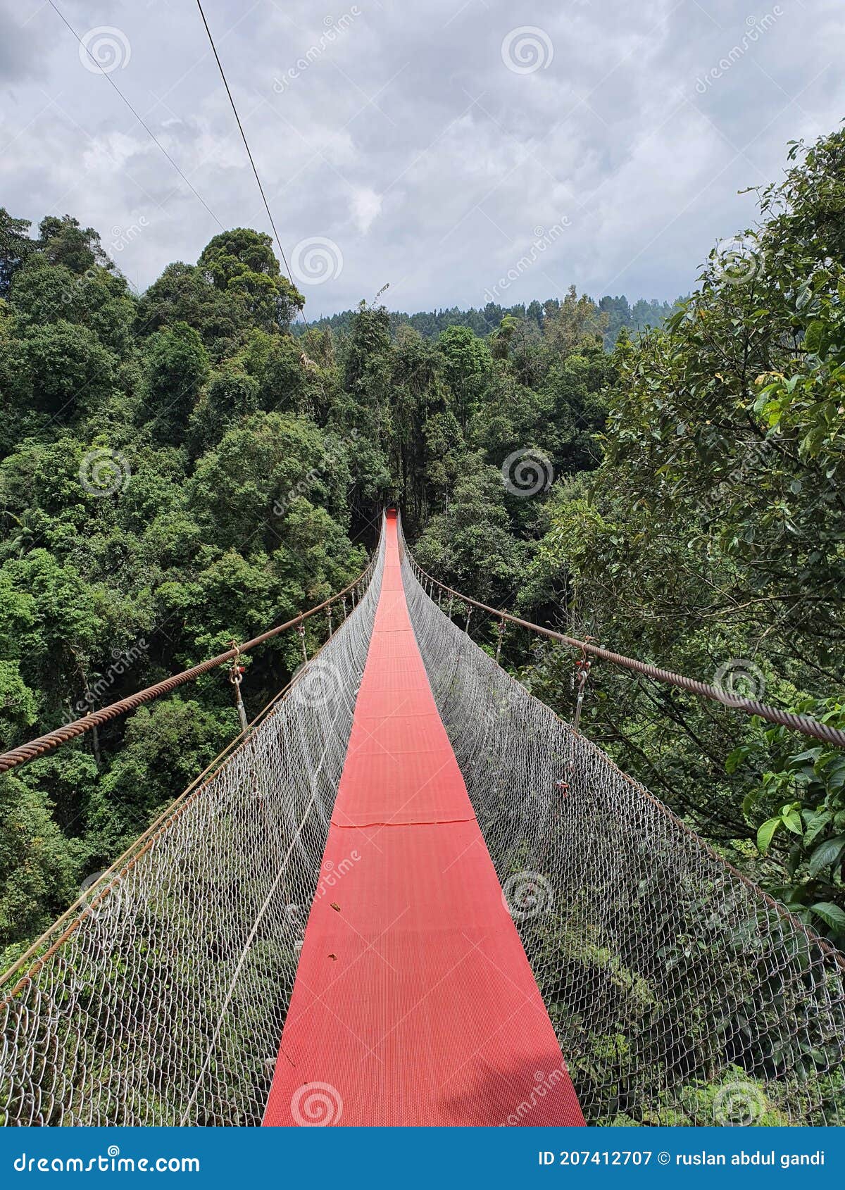 Red Bridge in the Jungle at Sukabumi Wst Java Stock Image - Image of ...