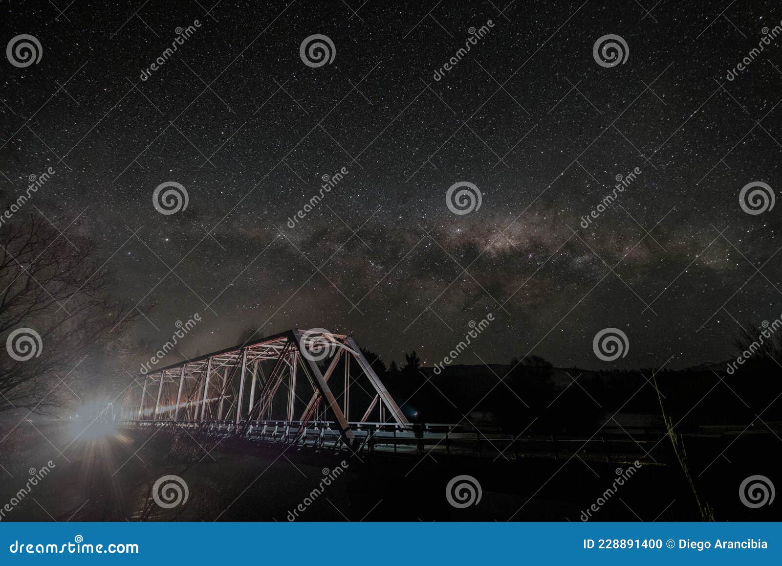 Red bridge Luggate editorial image. Image of star, milkyway - 228891400