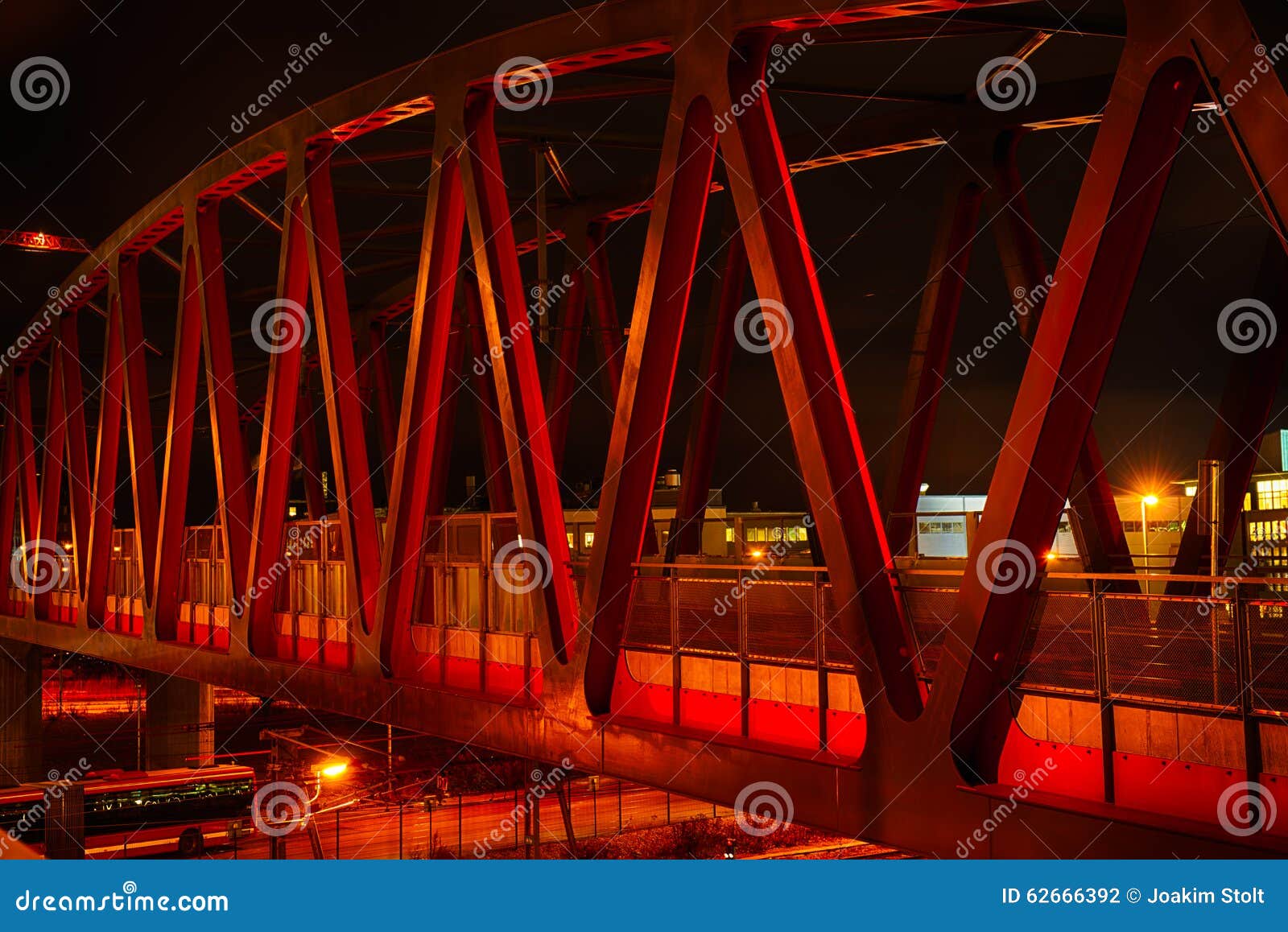 Red bridge at night stock photo. Image of dark, transport - 62666392
