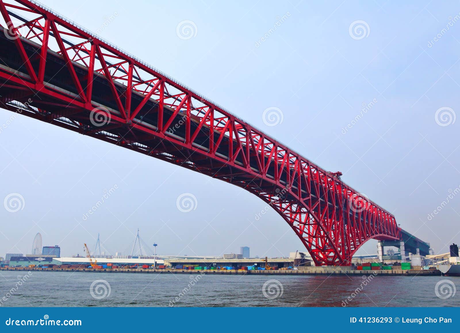 Red bridge in Osaka stock image. Image of city, arch - 41236293