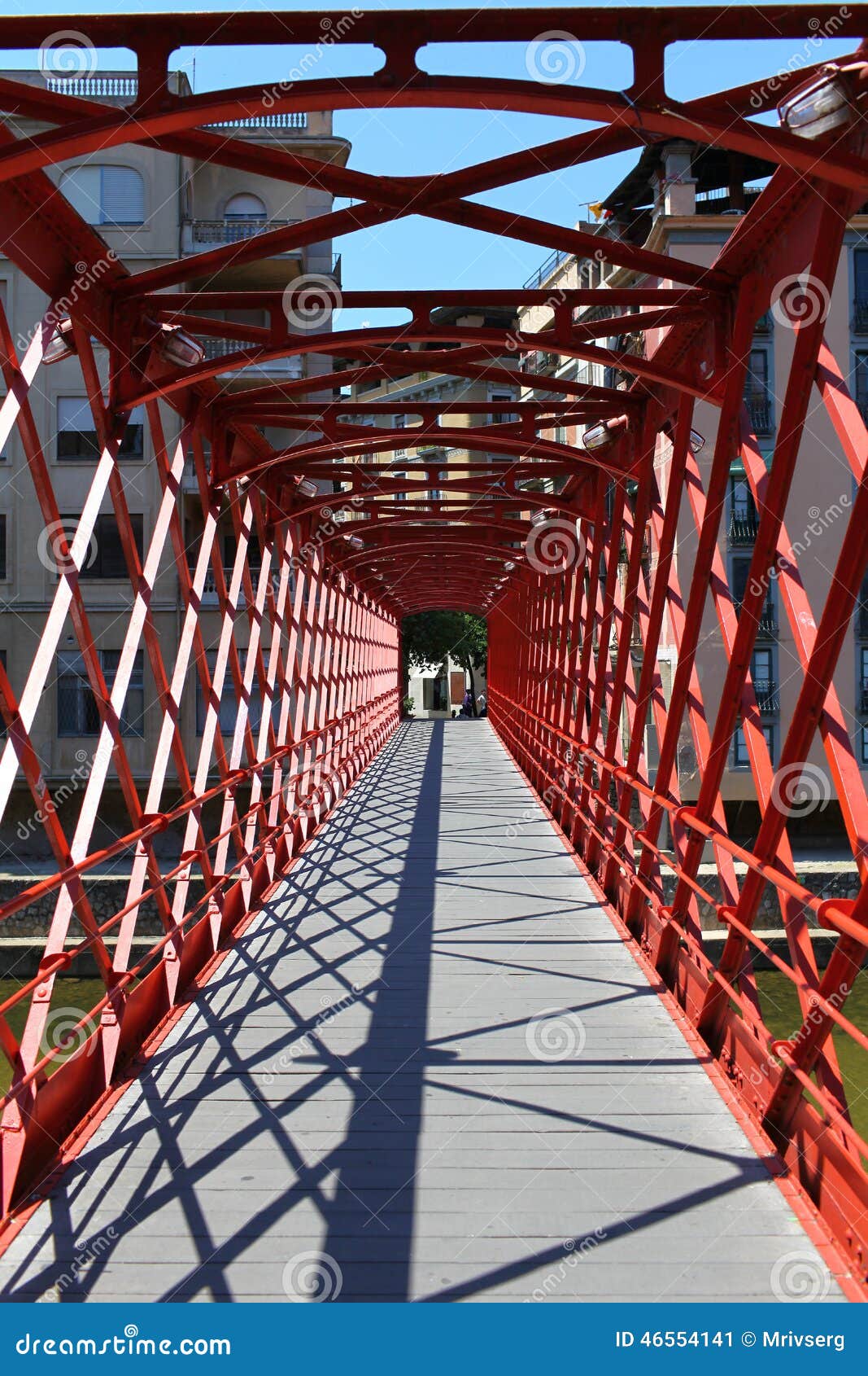 Red Bridge perspective stock image. Image of construction - 46554141